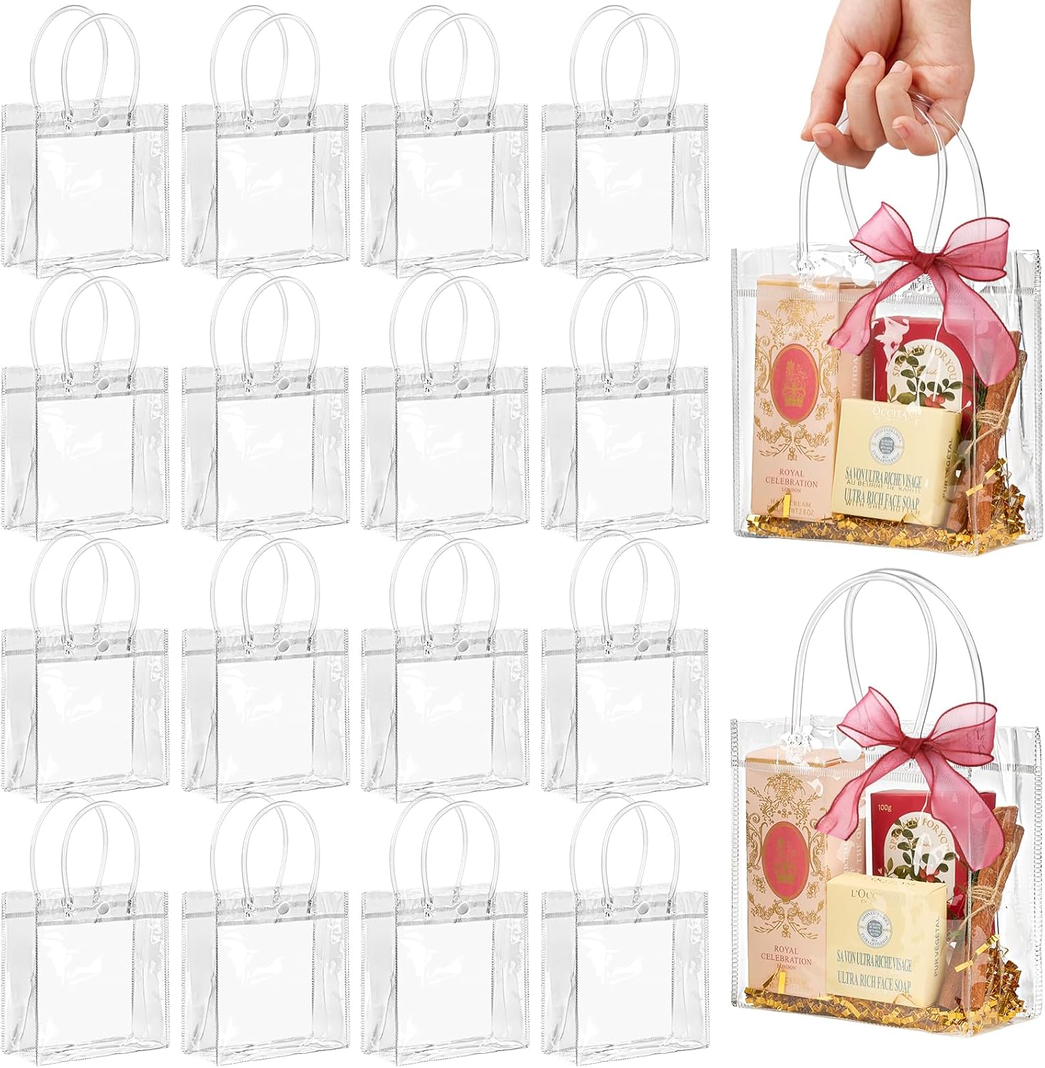 Amazon.com: Jutieuo 30 Pack Clear Plastic Gift Bags with Handles, 5.9 ...