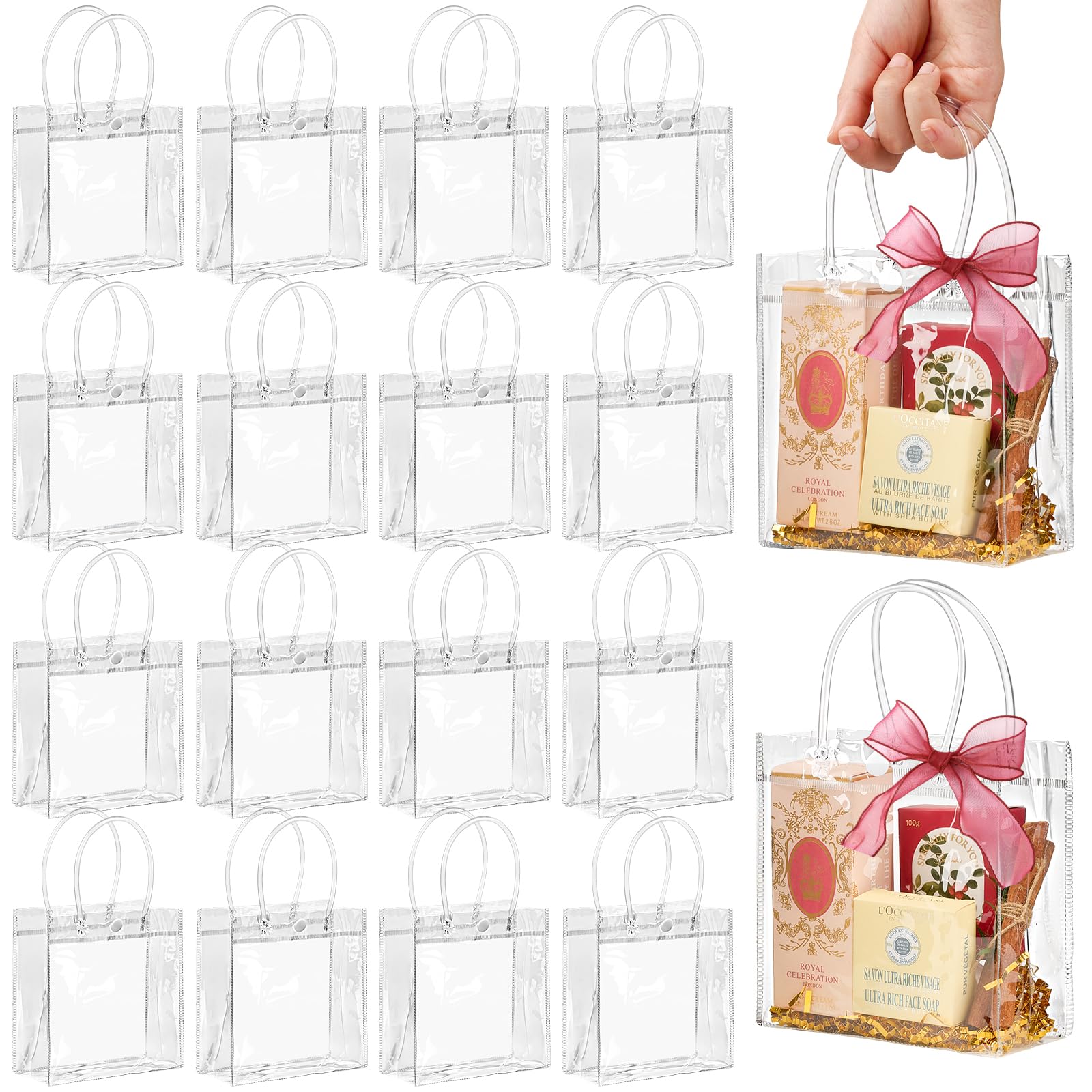 Amazon.com: Jutieuo 30 Pack Clear Plastic Gift Bags with Handle, 5.9" x ...