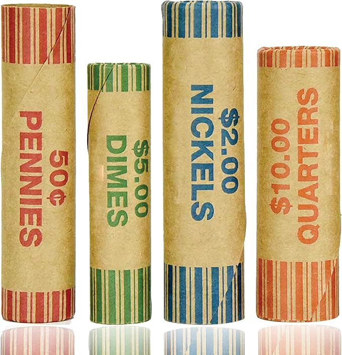Amazon.com : TaskFile Preformed Coin Wraps | 250 Pcs Coin Roll Wrappers ...