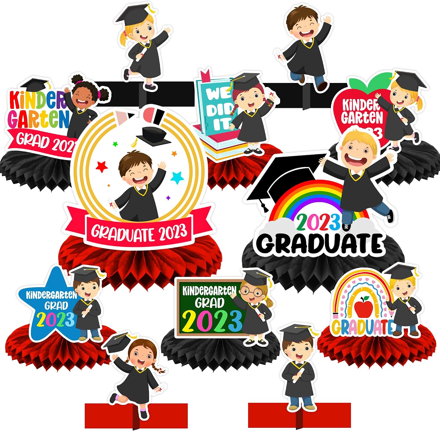 Amazon.com: Kindergarten Grad 2023 Honeycomb Centerpieces Happy ...