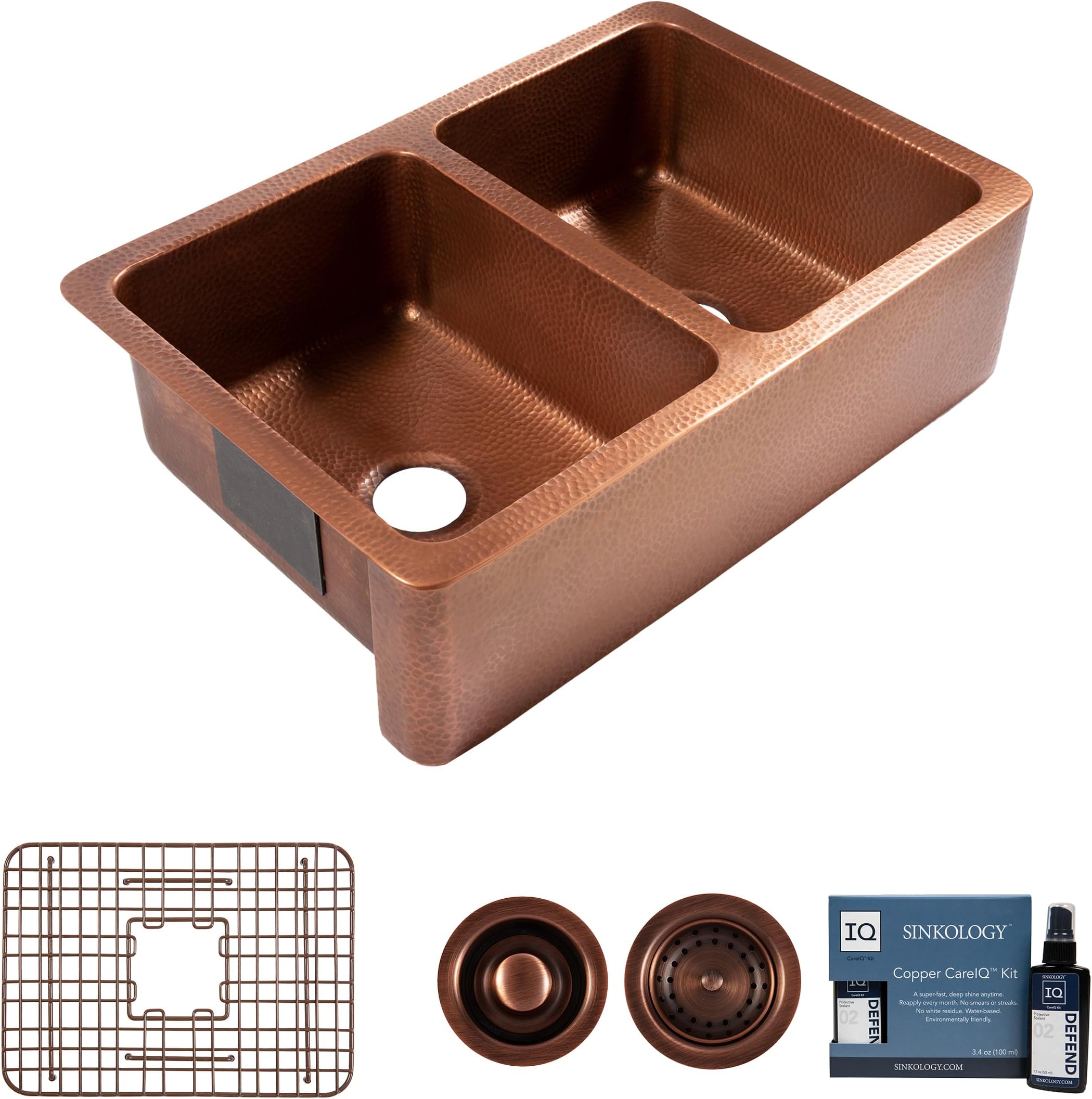 Sinkology Adams Copper 36" Single Bowl Farmhouse Apron Front Undermount ...