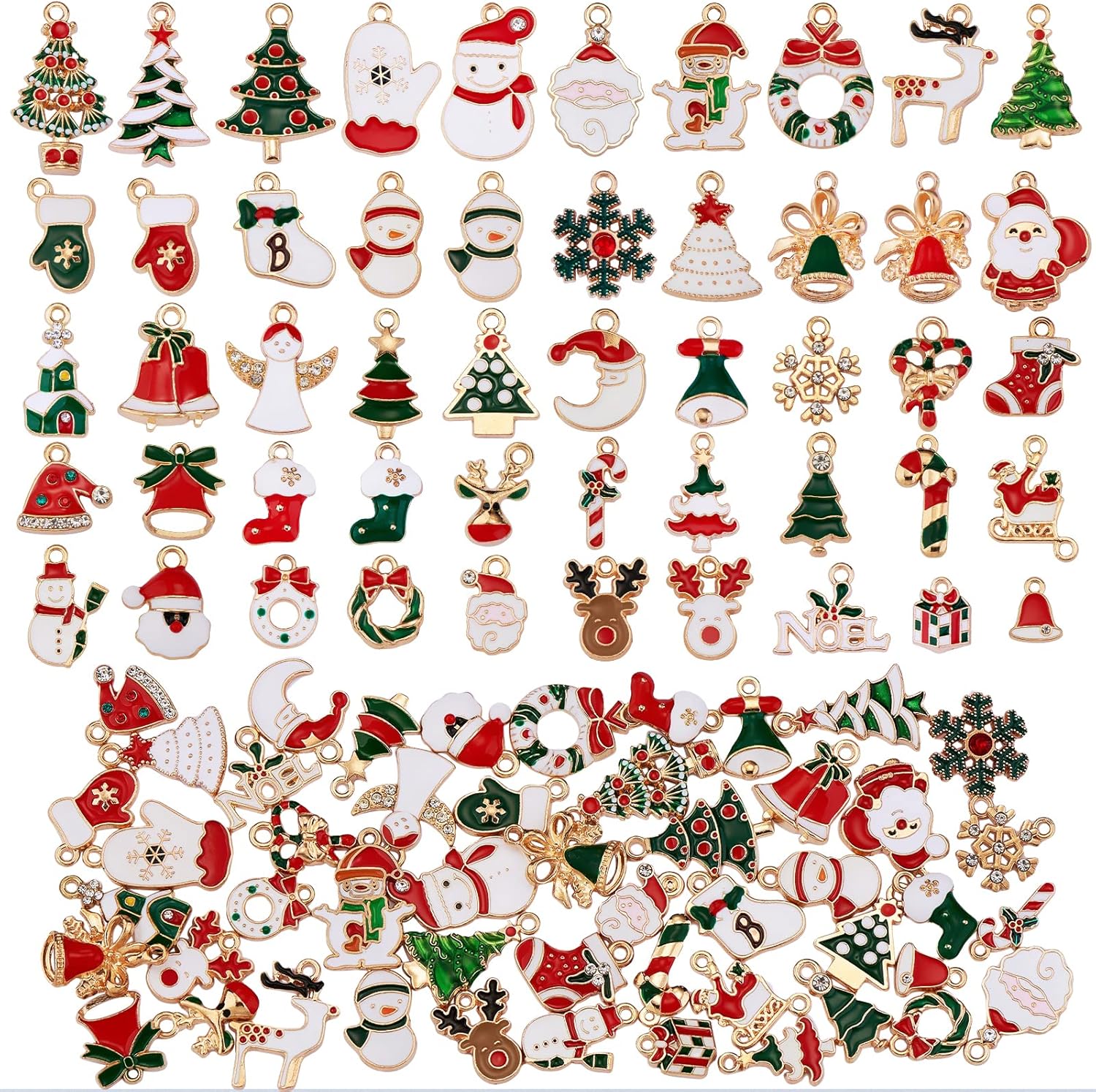 Amazon.com: COGCHARGER 50 Pieces Christmas Enamel Charms Pendant Santa ...