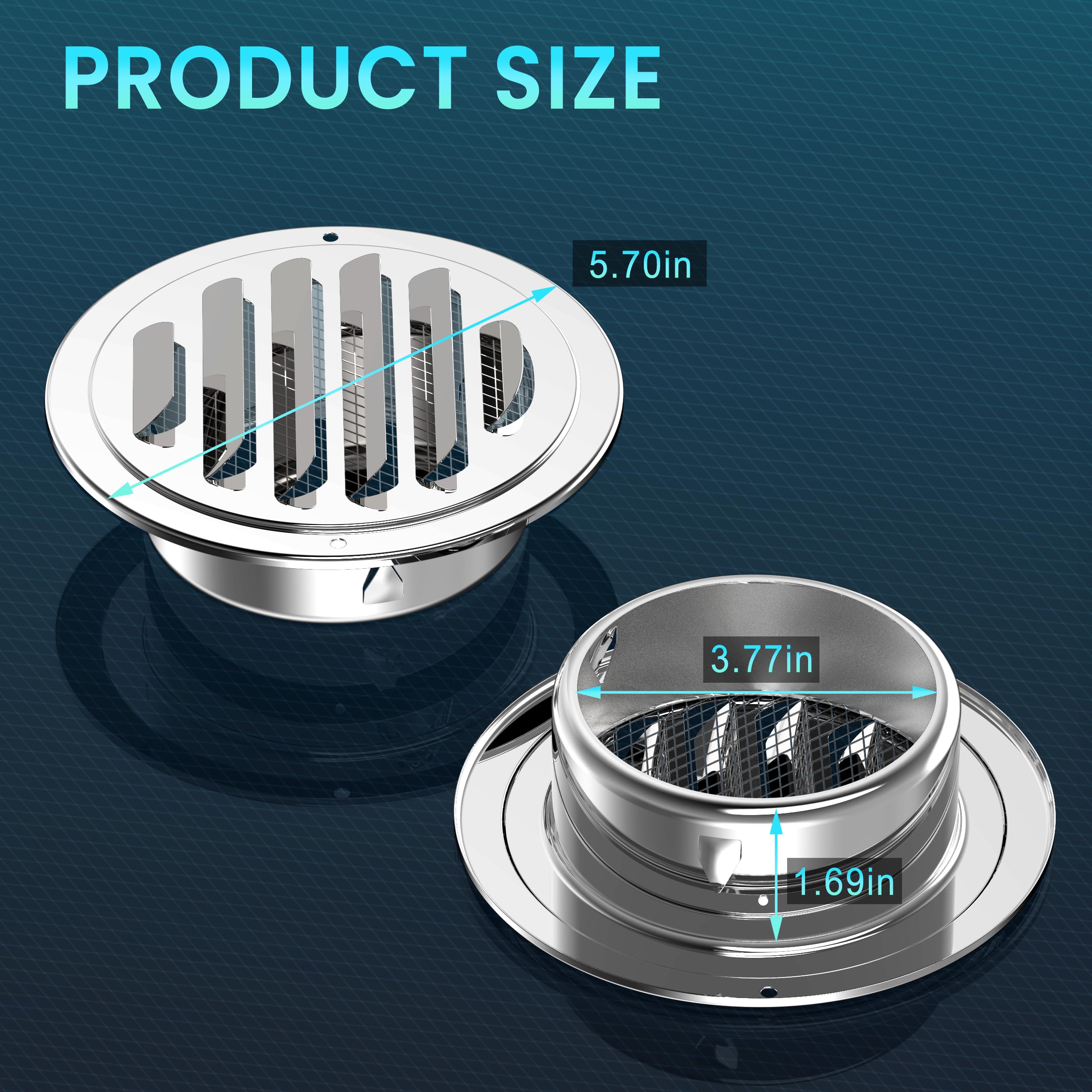 Snapklik.com : Stainless Steel Soffit Vents 4 Inch, HG Power Round Vent ...