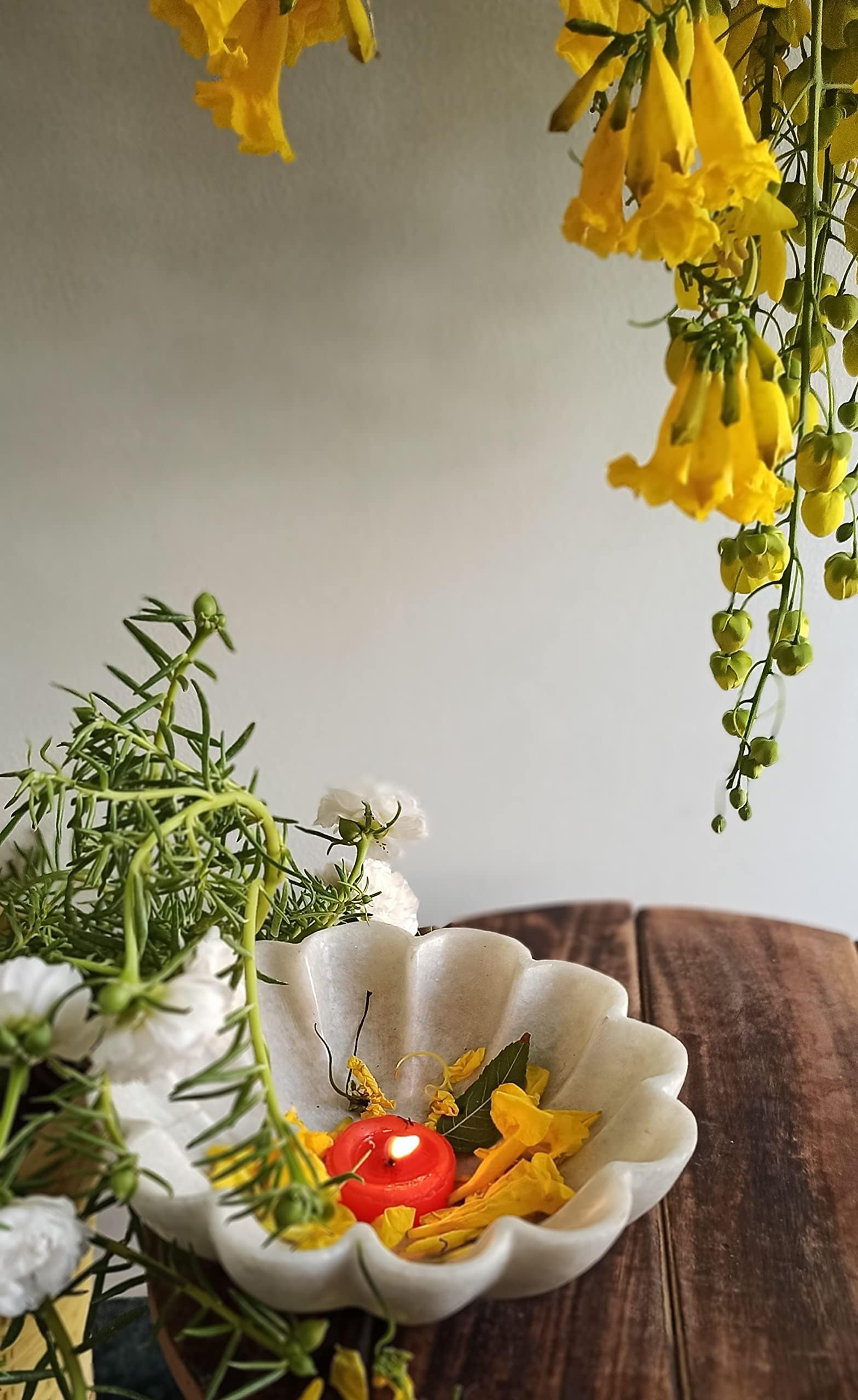 Buy RITUALISTIC Padma Marble Urli (White) | Multi- Utility Flower Shape ...