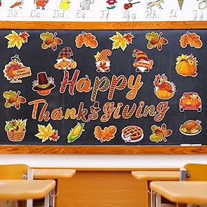 Amazon.com : Dianelhall Happy Thanksgiving Classroom Bulletin Board ...