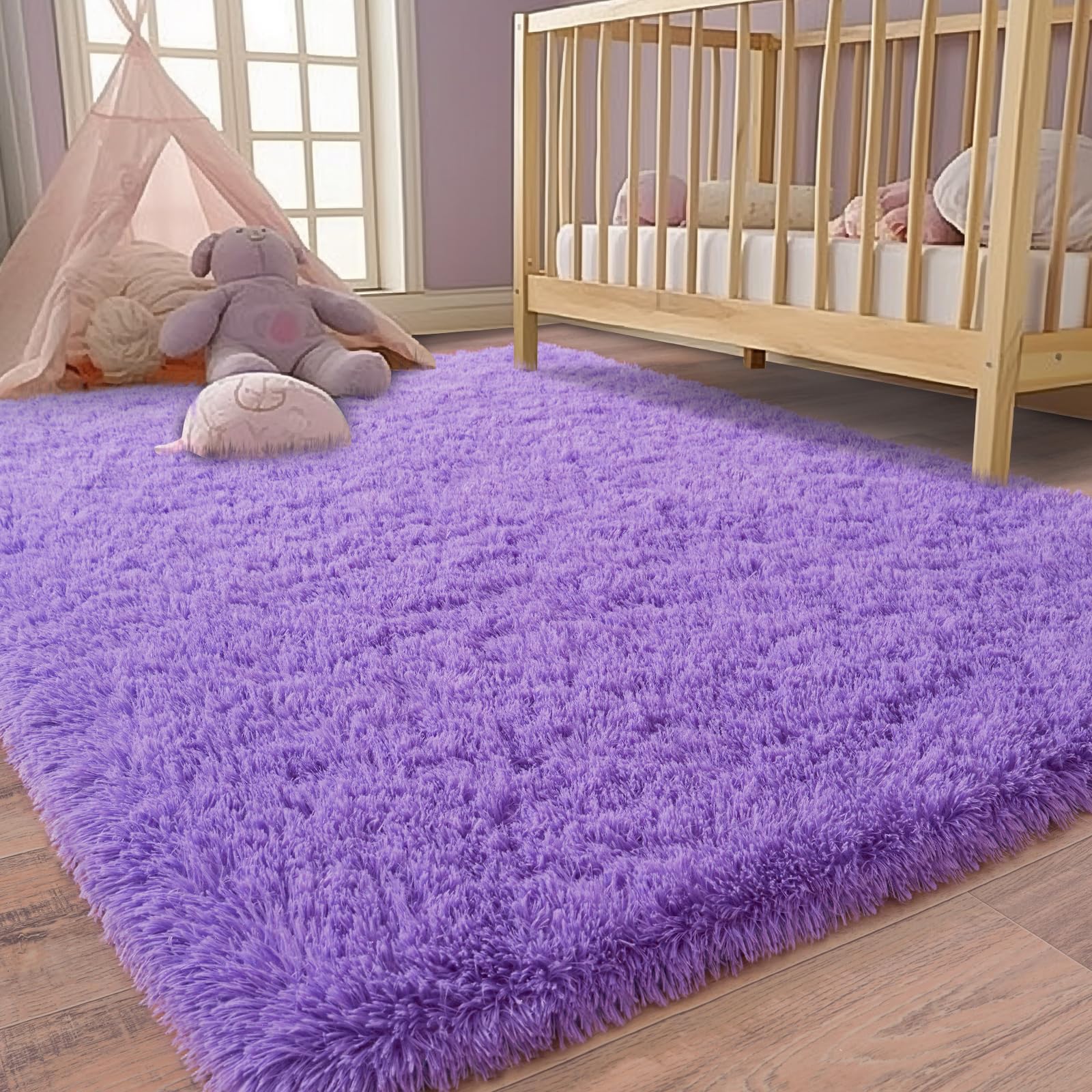 Amazon.com: Purple Area Rug for Bedroom Girls, 4x6 Rug, Cute & Soft ...