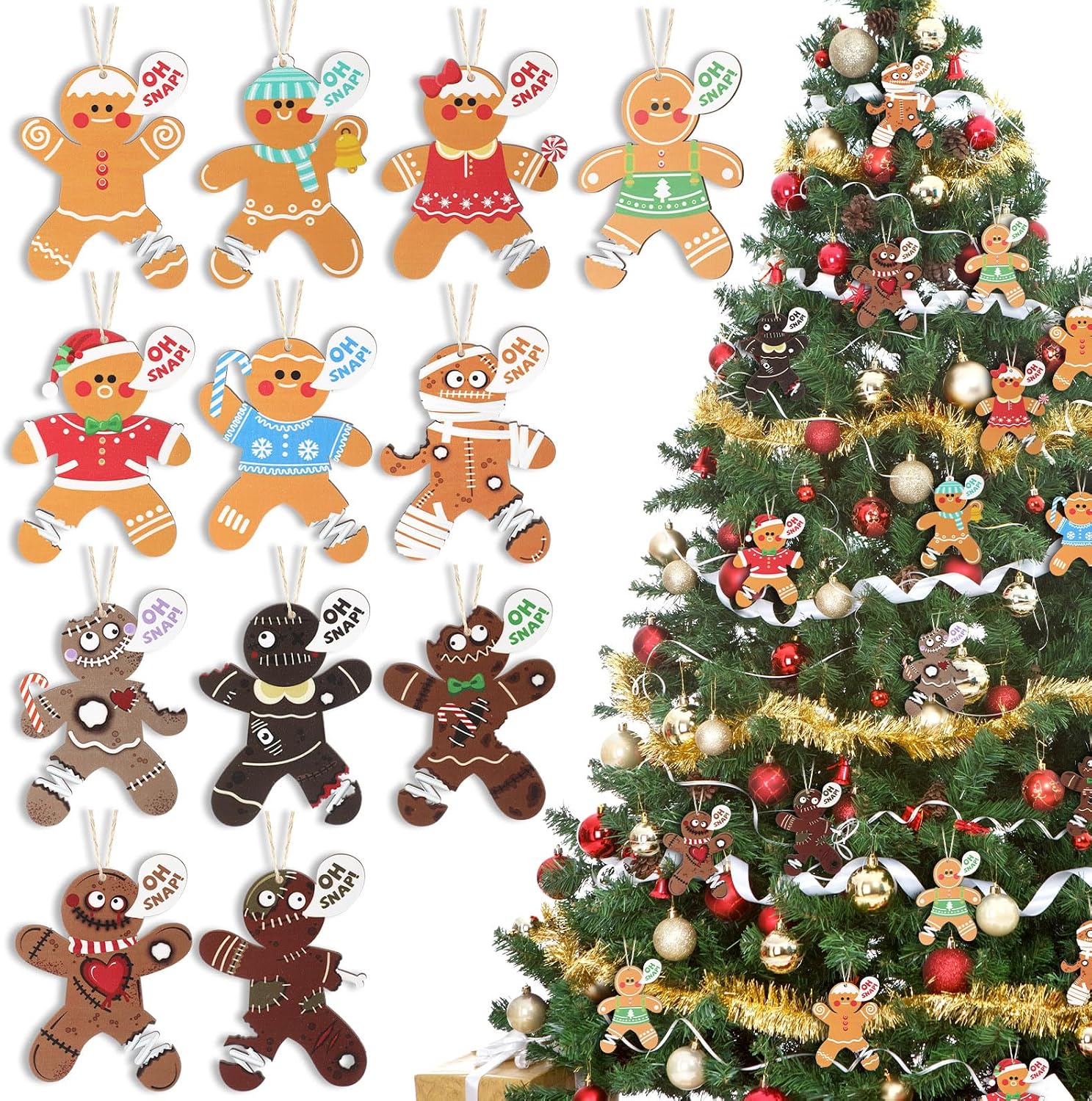 Amazon.com: Suzile 36 Pcs Christmas Ginger Dead Man Horror Ornament ...