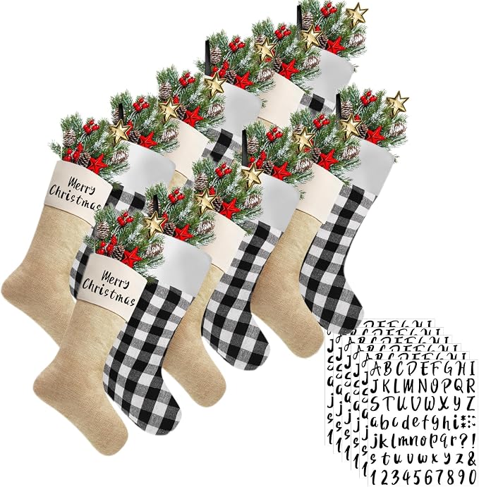 Amazon.com: Tatuo 12 Pack Christmas Burlap Stockings 17 Inch ...