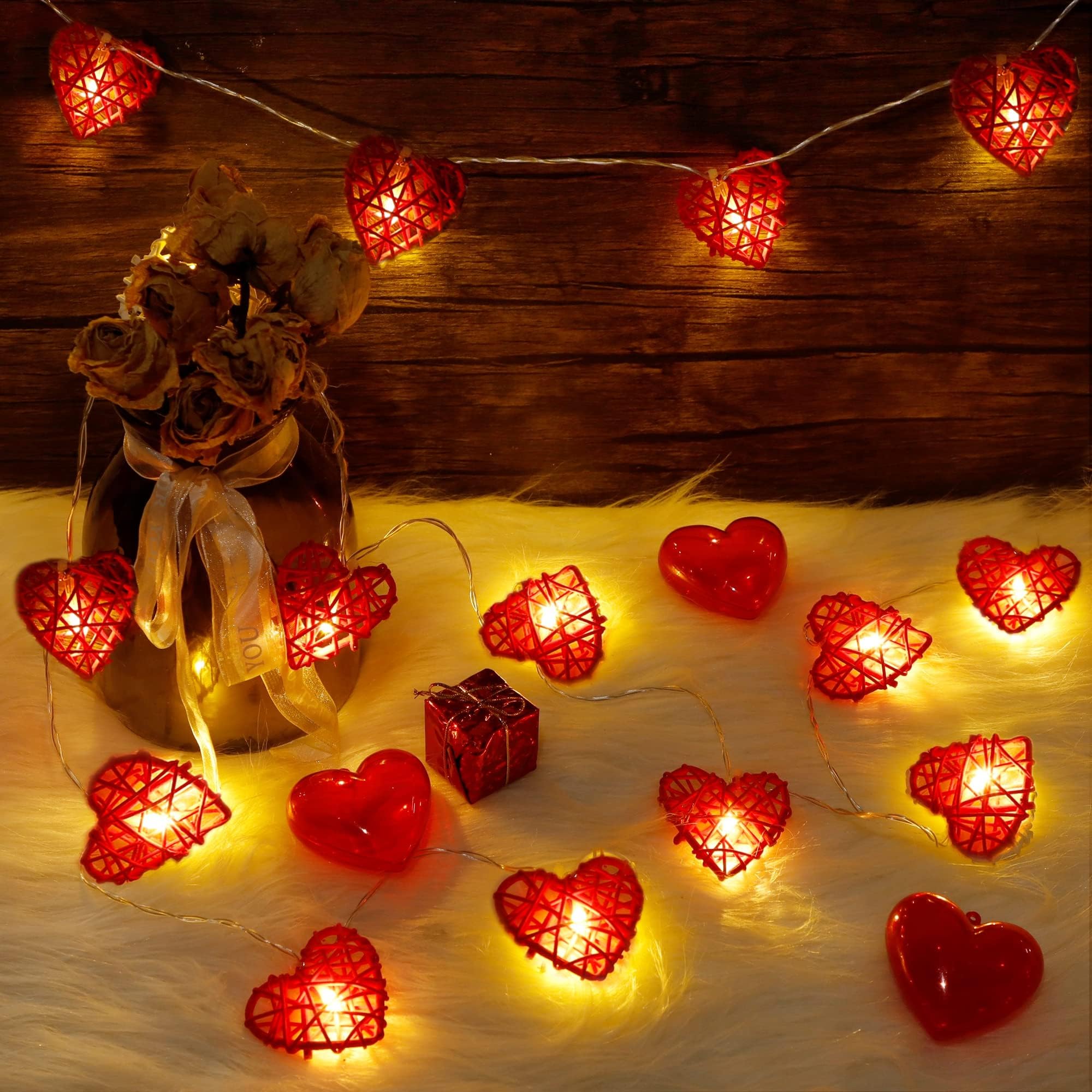 Amazon.com: Giga Gud 20 Bulbs 9 ft Red Heart Shape Light Valentine's ...