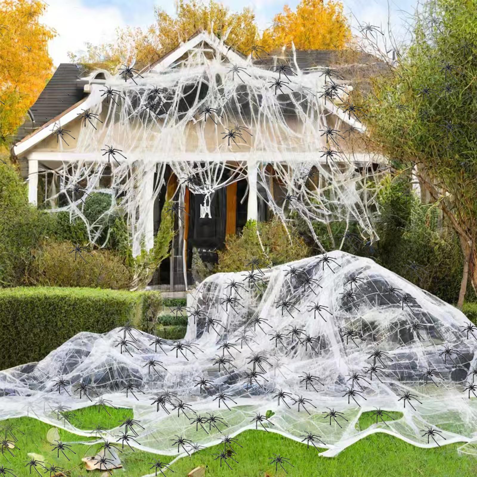 Amazon.com: Halloween Decorations,900 Sqft Spider Web Decoration & 30pc ...