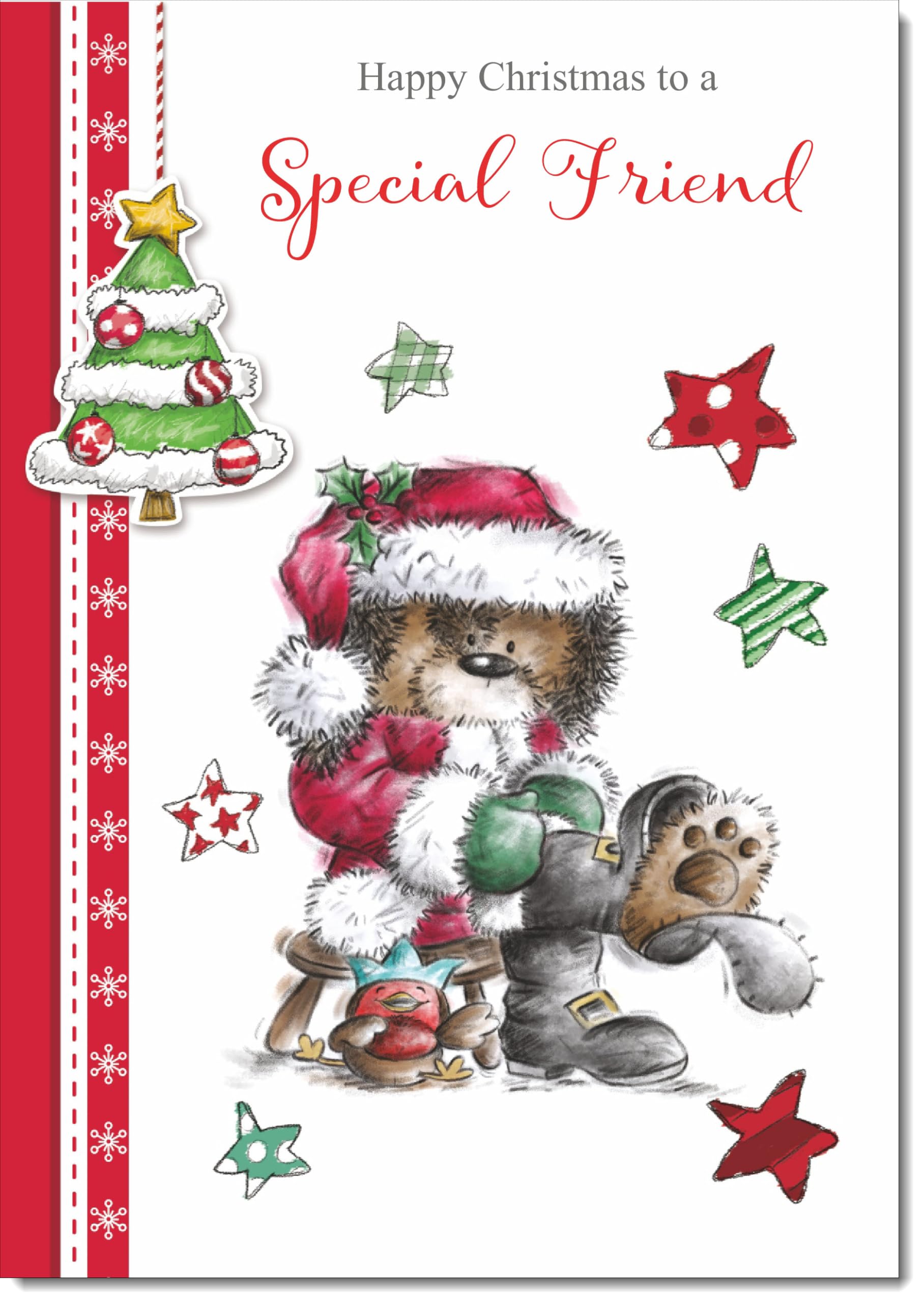 doodlecards Special Friend Christmas Card Cute Bear Medium Size ...