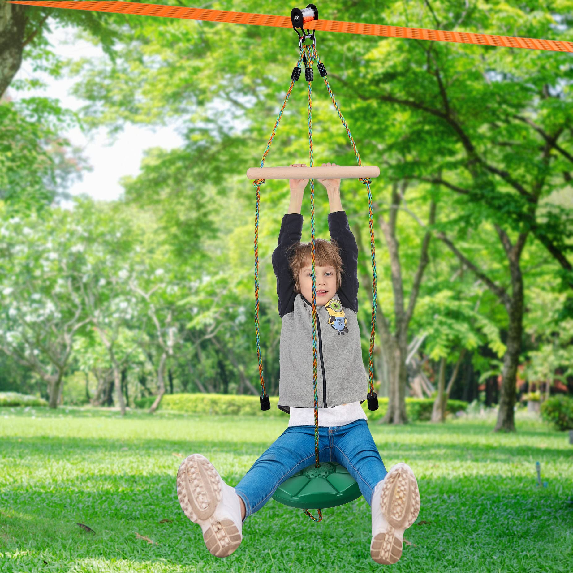 Buy Ninja Slider Pulley Kit Zipline Kit, Zipline for Backyard Kids and ...