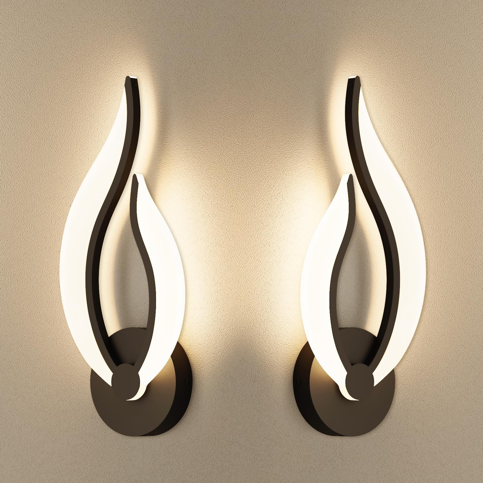 Pasoar Hard-Wired 2-Pack Modern Indoor Wall Sconce 10W LED Black ...