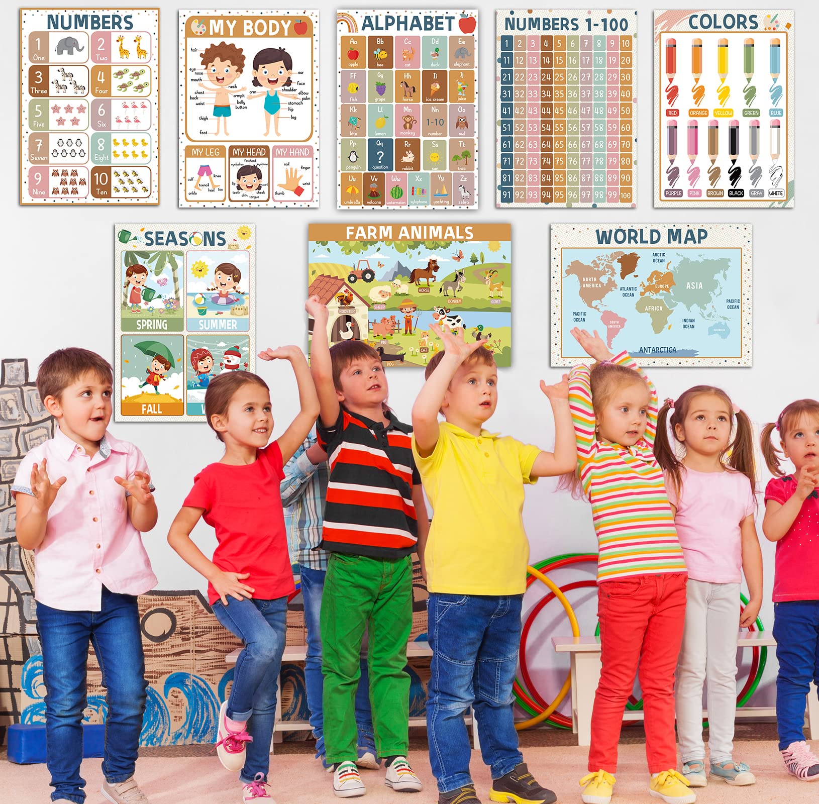 Snapklik.com : 23 PCS Back To School Boho Educational Posters For ...