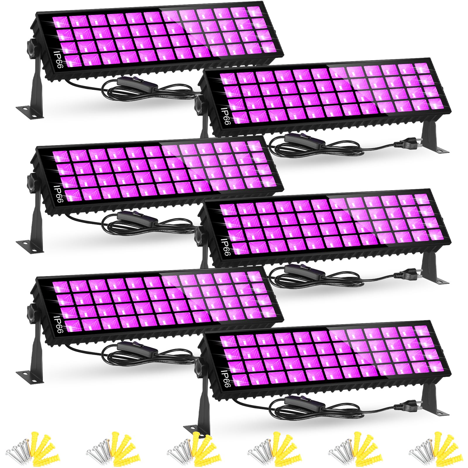 6 Pack 120W LED Black Lights, Blacklight Bar Light Up to 5000ft² Area ...