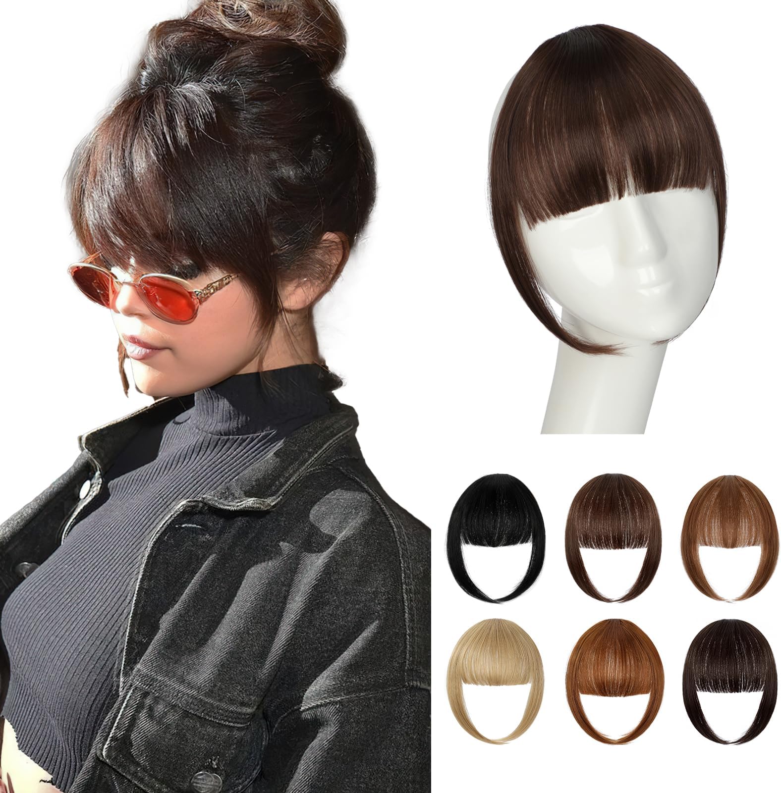 Amazon.com : Clip in Bangs Hair Extensions Hair Clip on Wispy Bangs ...