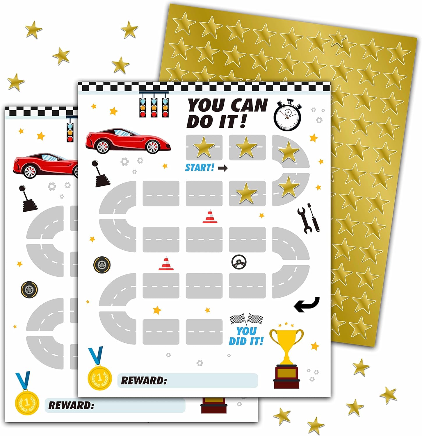 Amazon.com : Racing Car Reward Chart for Kids, Race Car Positive ...