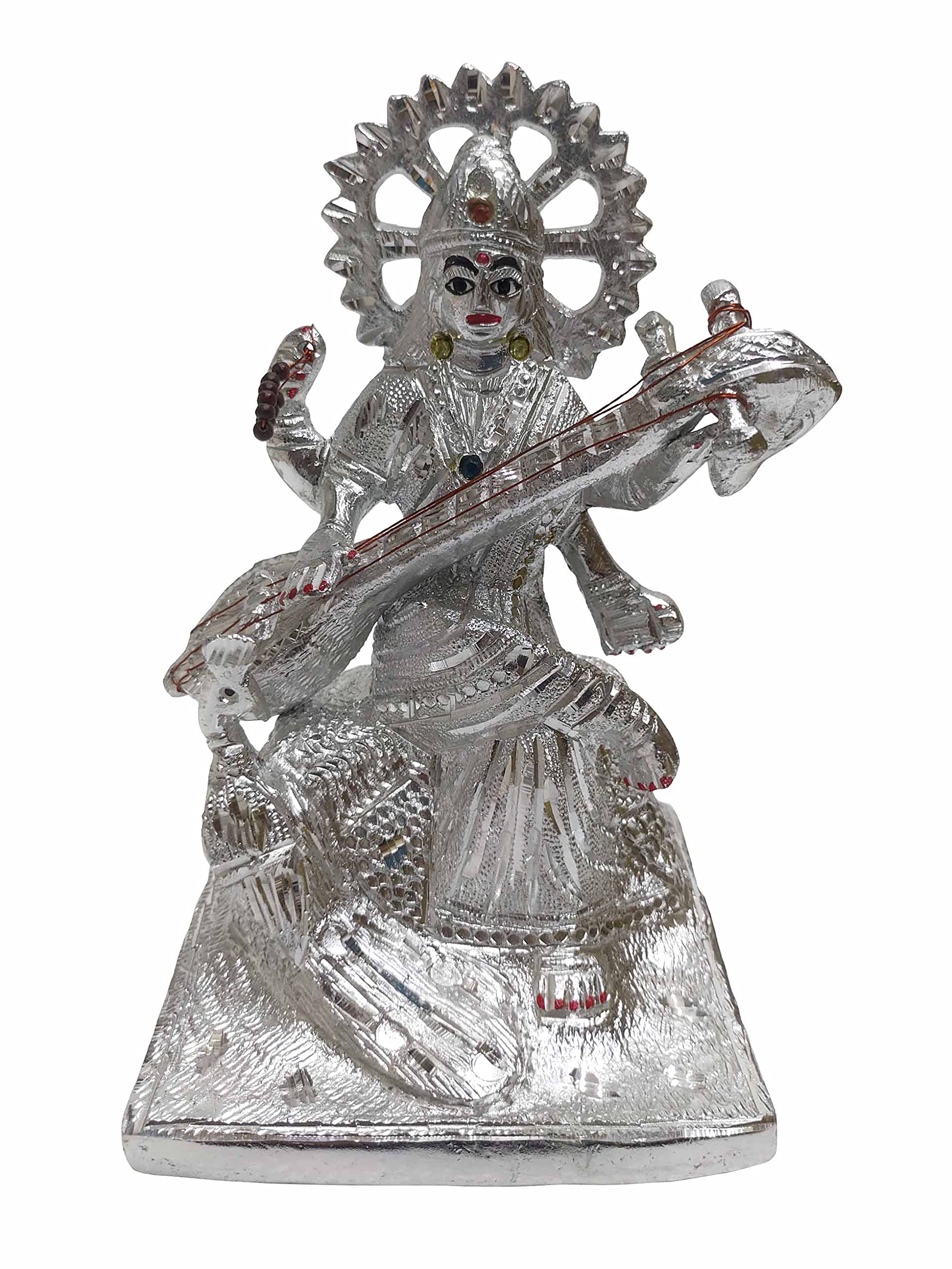 Buy Goddess Saraswati MATA Idol Saraswati MATA Silver Decorative ...