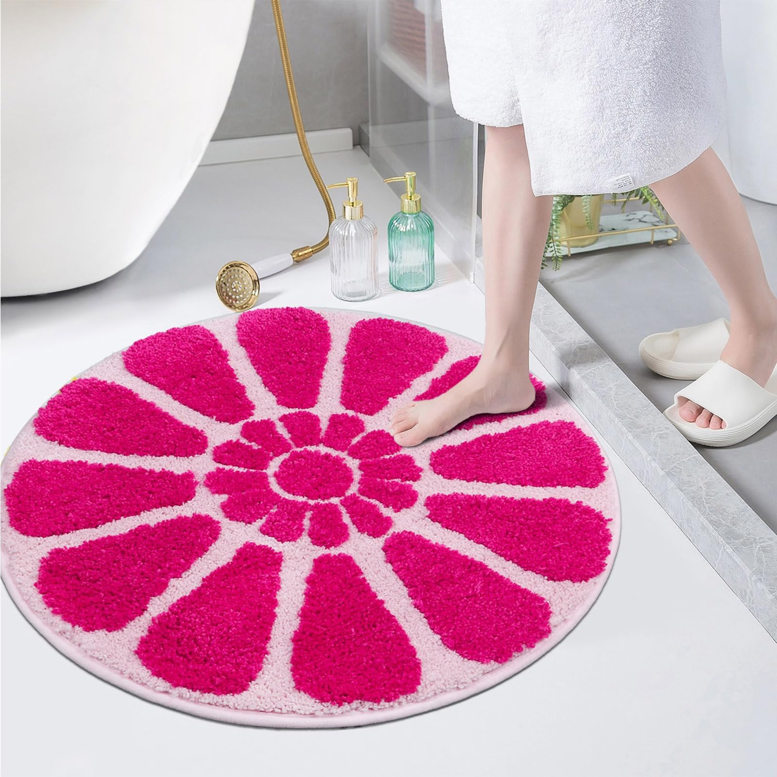 Amazon.com: Fosiyaa Flower Bath Mat, Cute Funny Colorful Bathroom Rugs ...
