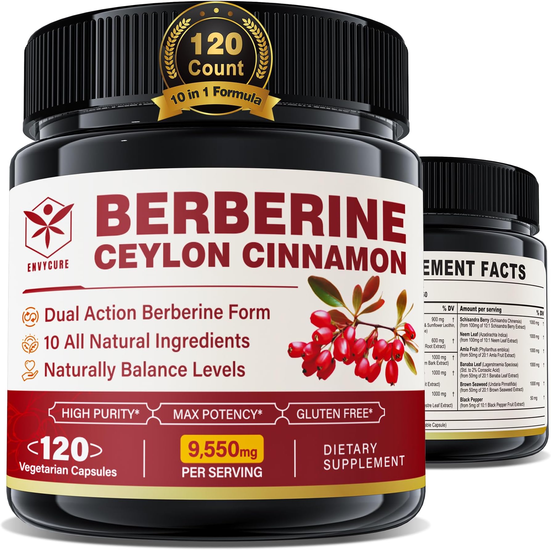 Amazon.com: Berberine 1200mg HCL Plus Ceylon Cinnamon Capsules ...