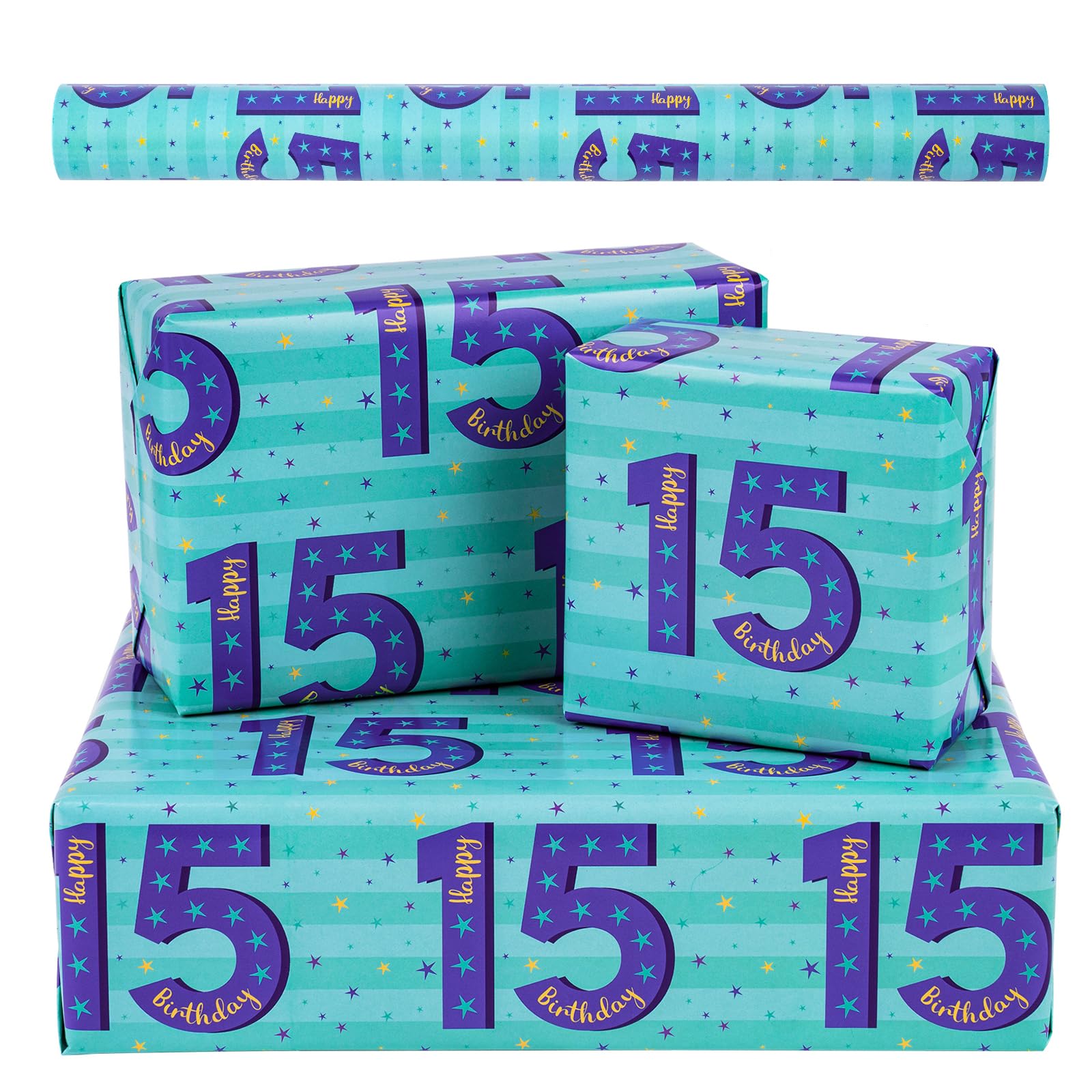 Amazon.com: RUSPEPA Scented Birthday Wrapping Paper - Mini Roll - Blue ...