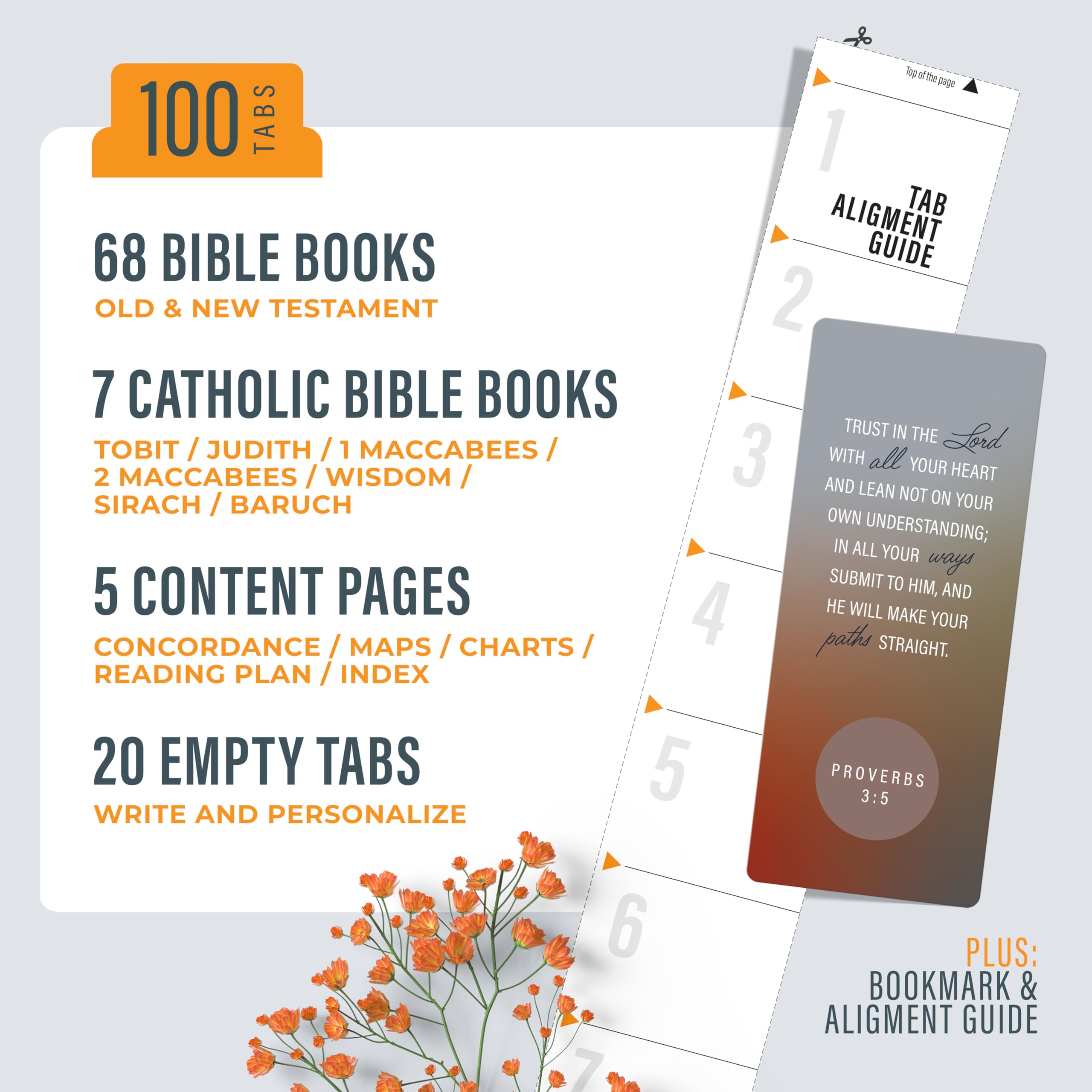 Snapklik.com : Brown Bible Book Tabs 100 Soft-Touch, Laminated Bible ...