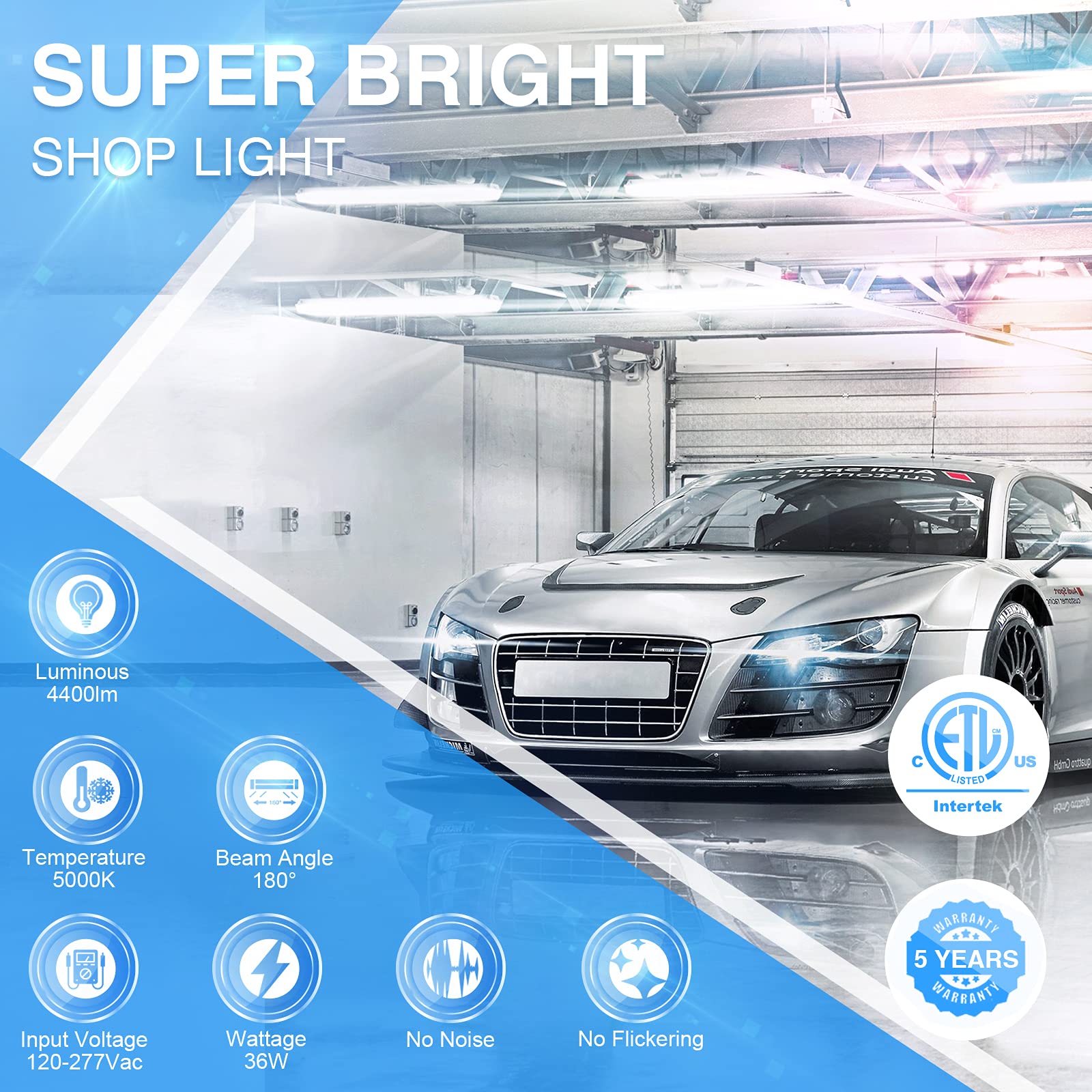 Ensenior 10 Pack Linkable Led Shop Light 4ft for Garage, 4400 High ...