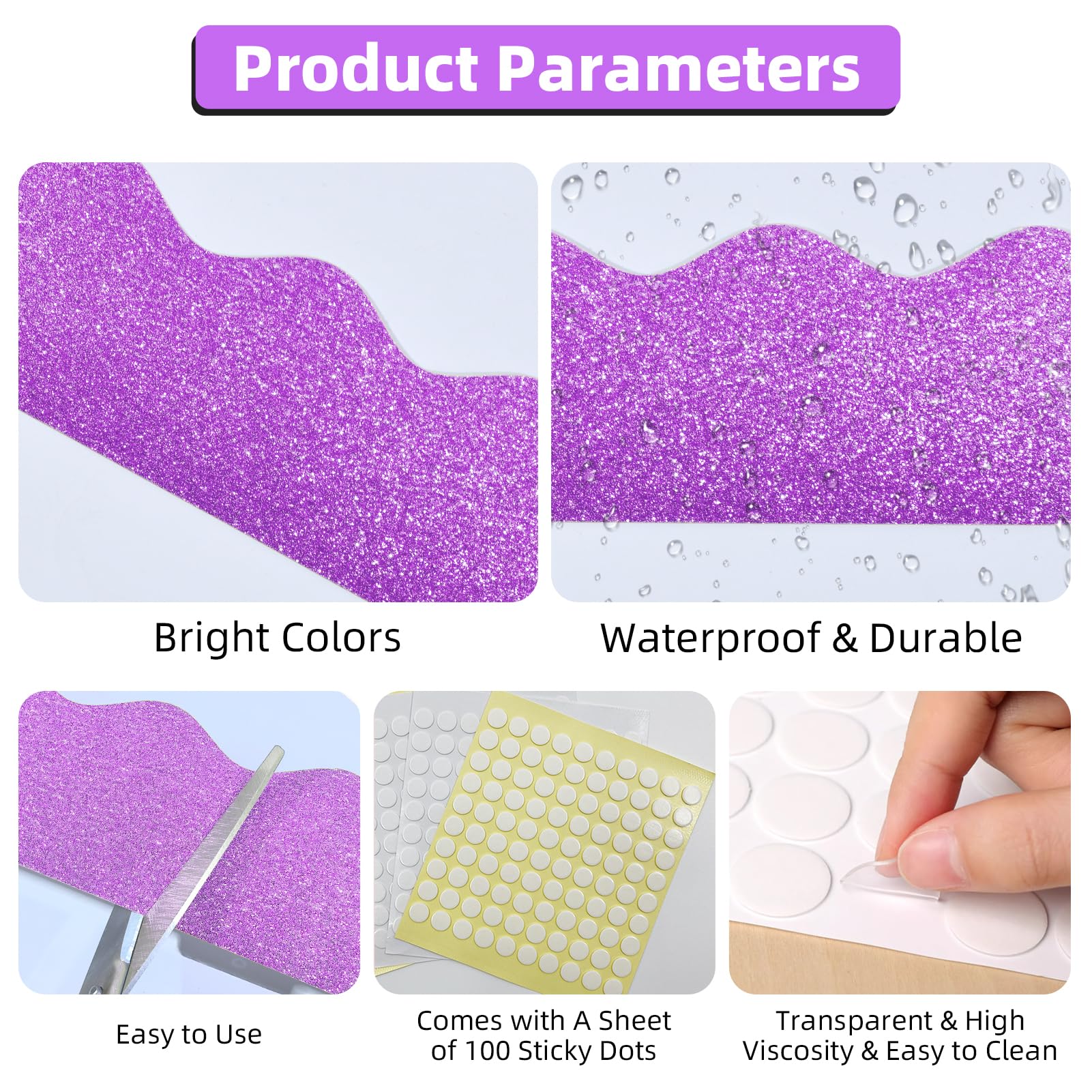Snapklik.com : 6 Rolls 196.8 Ft Glitter Bulletin Board Borders Set ...