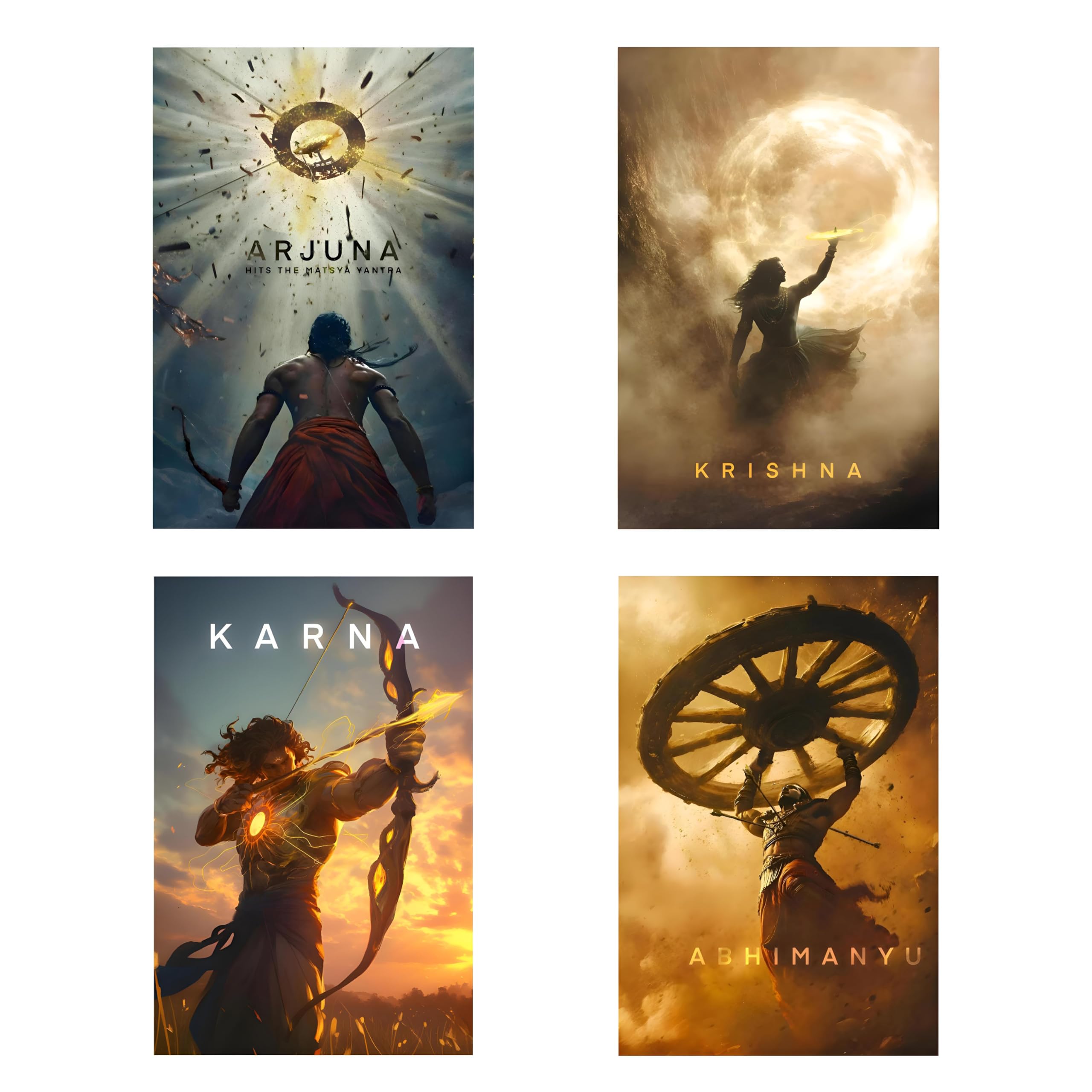 Frame House's Posters Combo Of Mahabharat Warriors Lord Krishna, Arjun ...