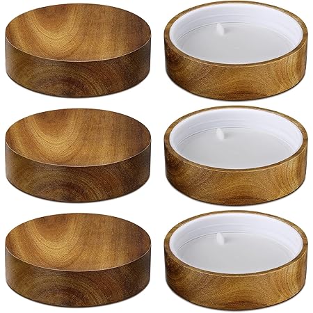 Amazon.com: Kitchen Charisma Wooden 4 Mason Jar Lids Wide Mouth (Acacia ...