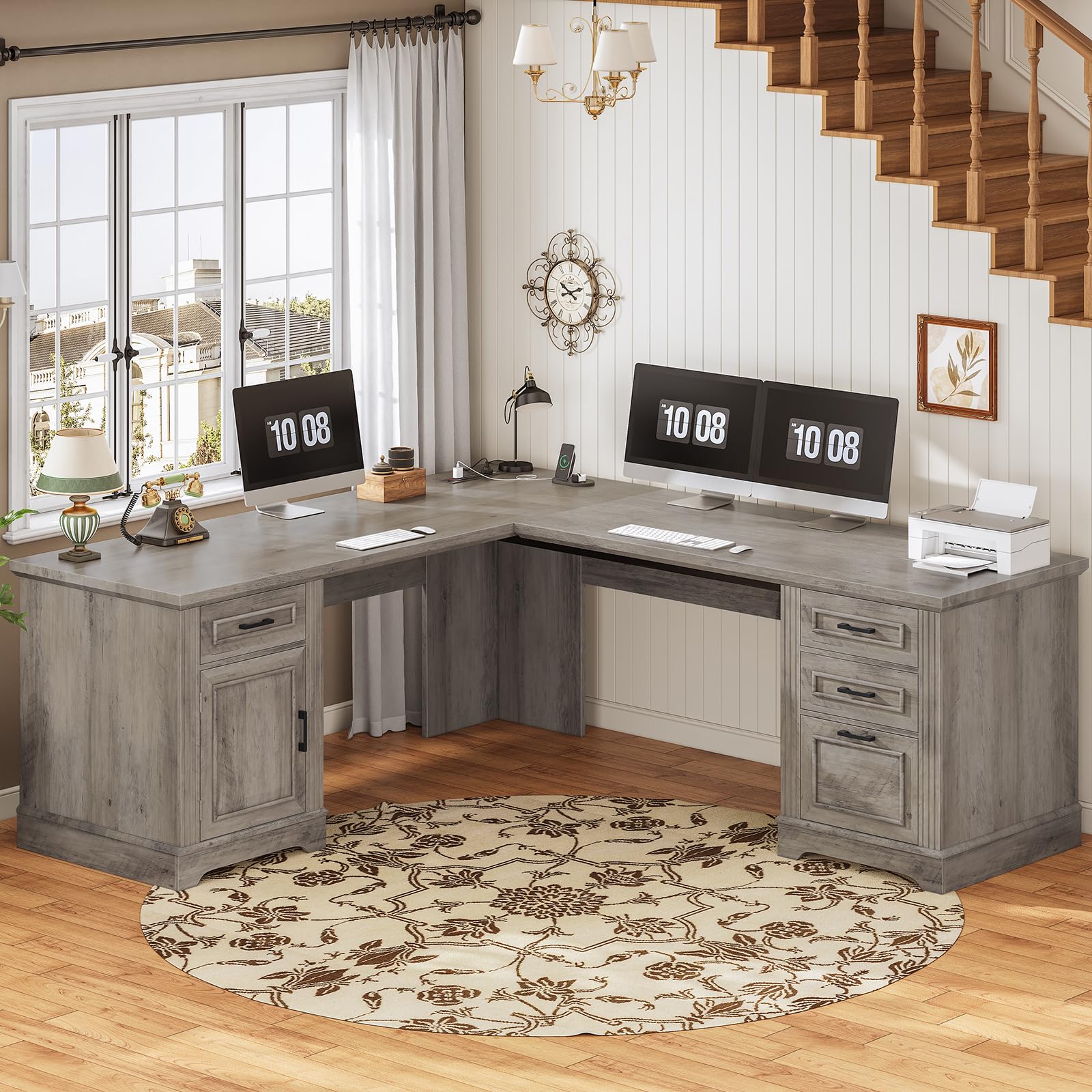 Amazon.com: SEDETA 69" L Shaped Desk with Drawers and Storage ...