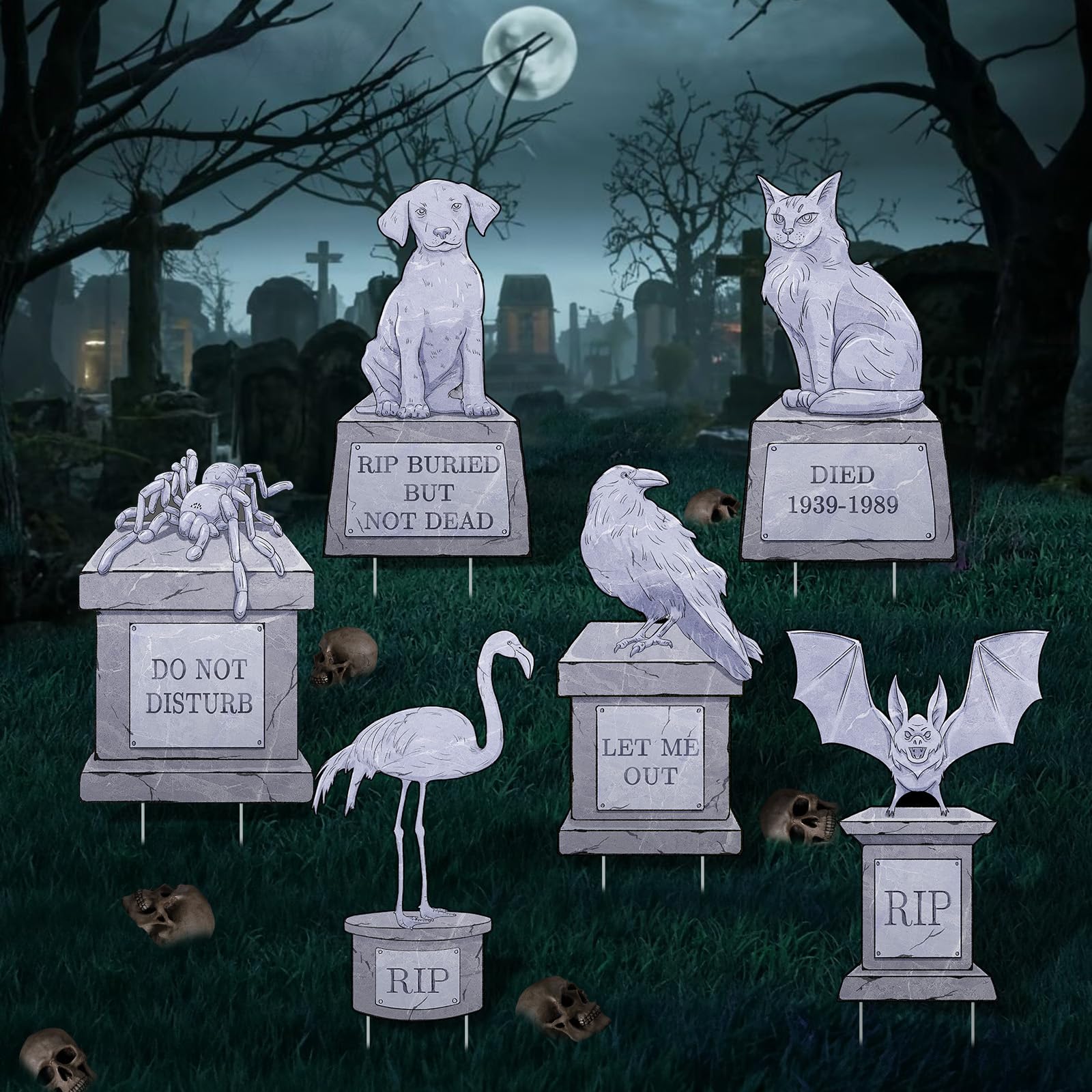 Amazon.com : 6PCS Halloween Outdoor Graveyard Signs Decorations ...