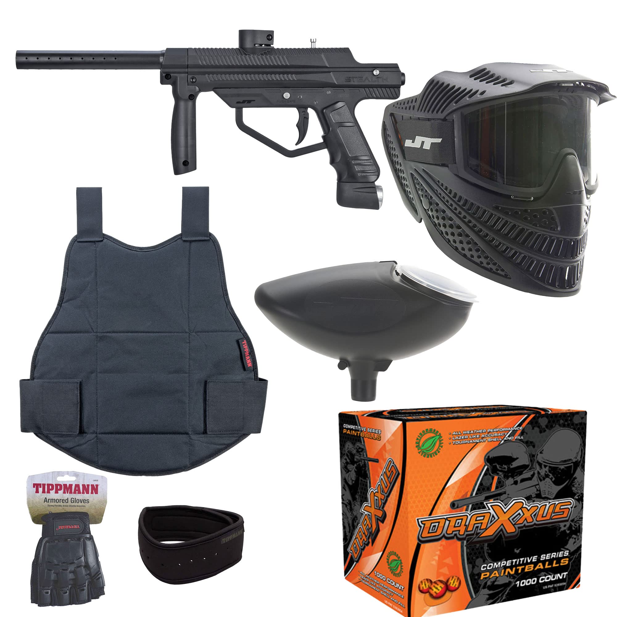 Amazon.com : Tippmann JT Stealth Paintball Marker Battle PAK w/1K ...