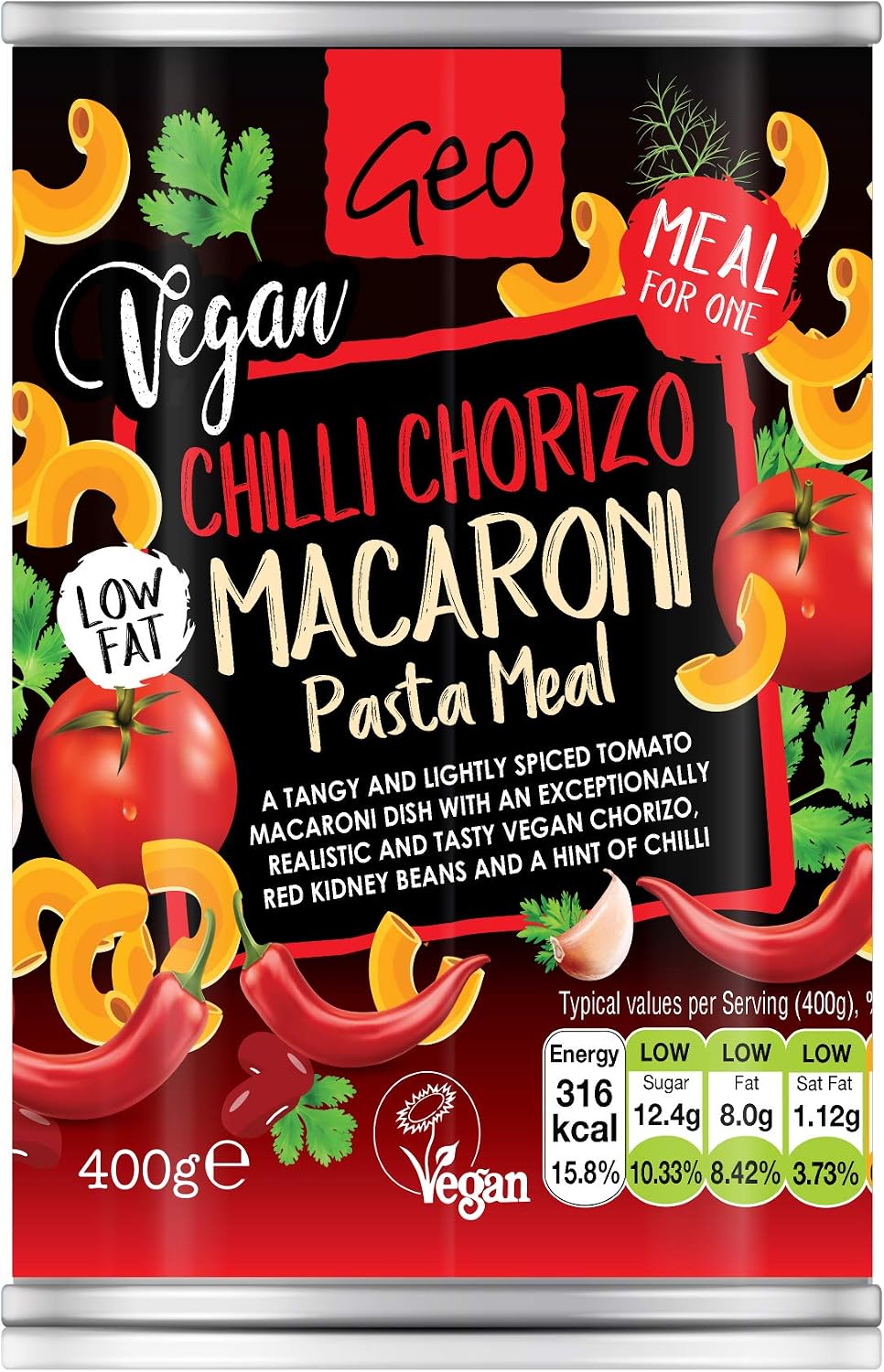 Geo Cans - Chilli Chorizo Pasta Meal 400g -2 Pack : Amazon.co.uk: Grocery