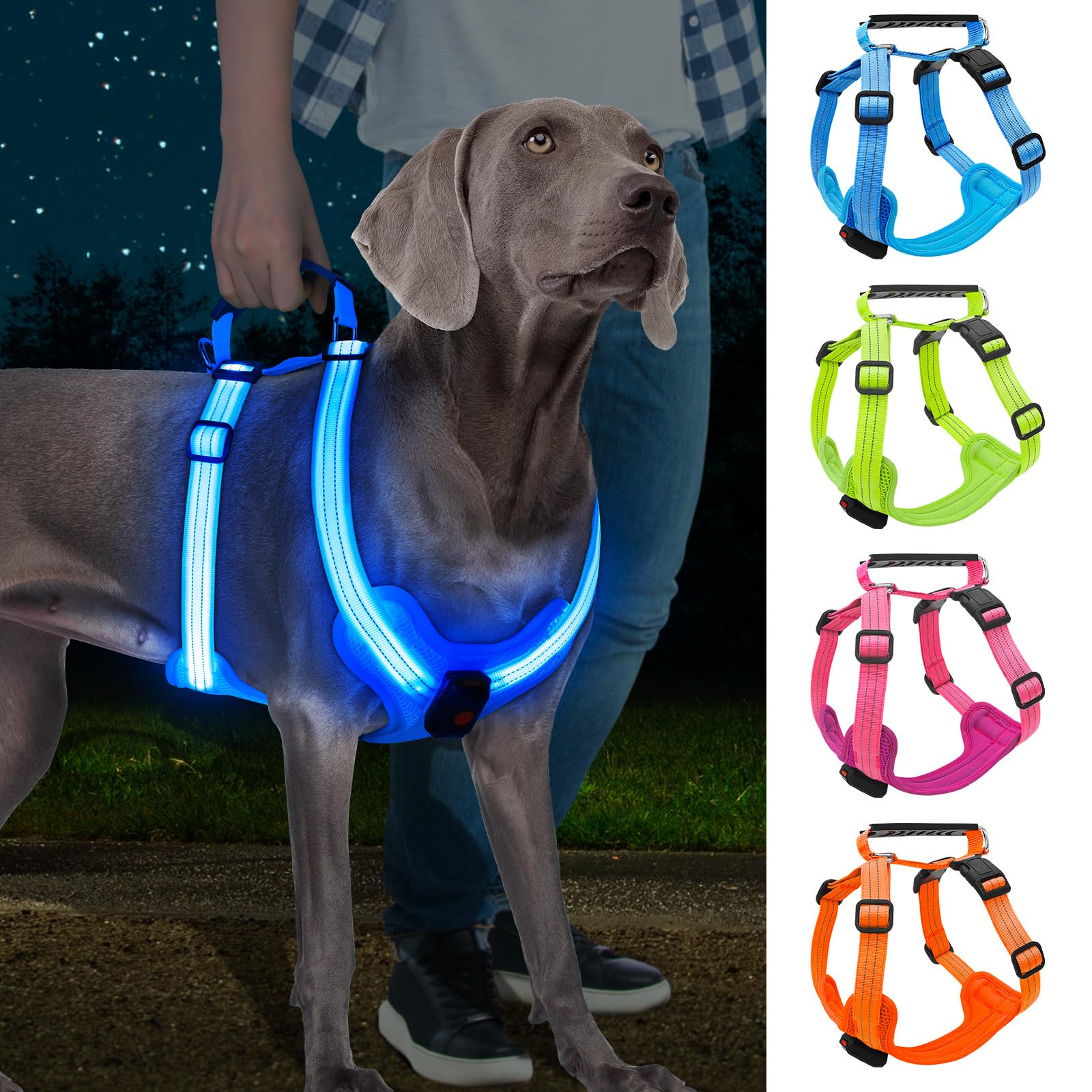Amazon.com : Light Up Dog Harness, Led No Pull Dog Harness with Handle ...