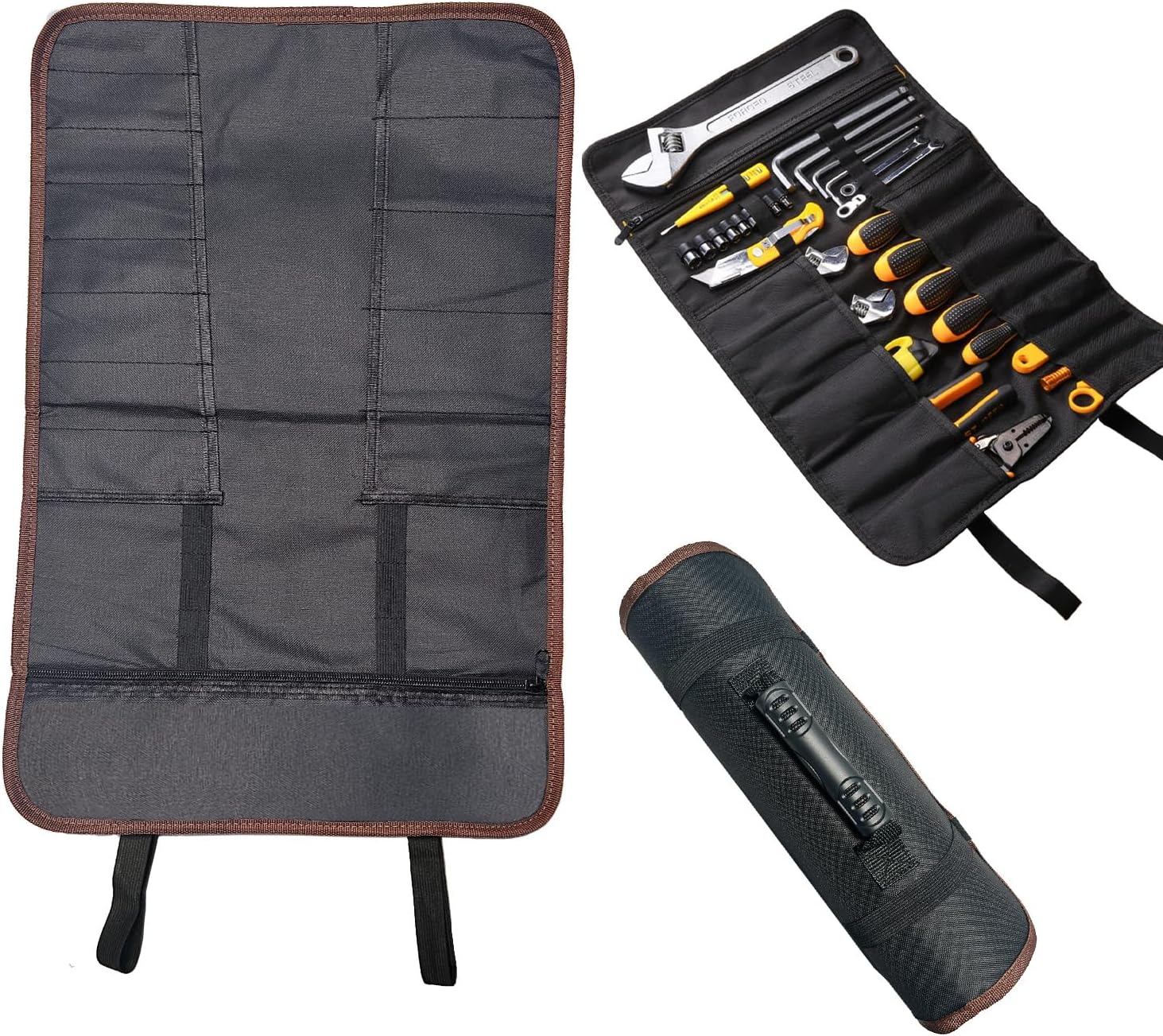 23-Pockets Canvas tool roll, Heavy-Duty tool bag roll, Tool Belt ...