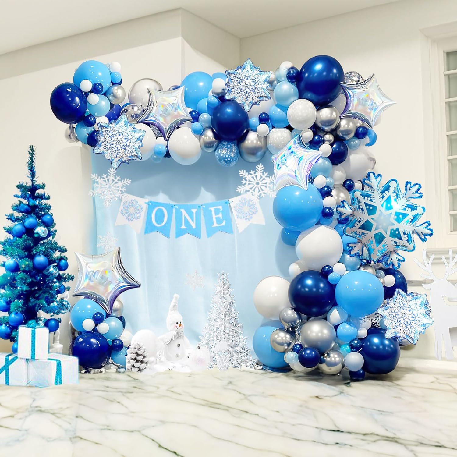 Amazon.com: Winter wonderland balloon garland arch kit 140pcs Navy Blue ...