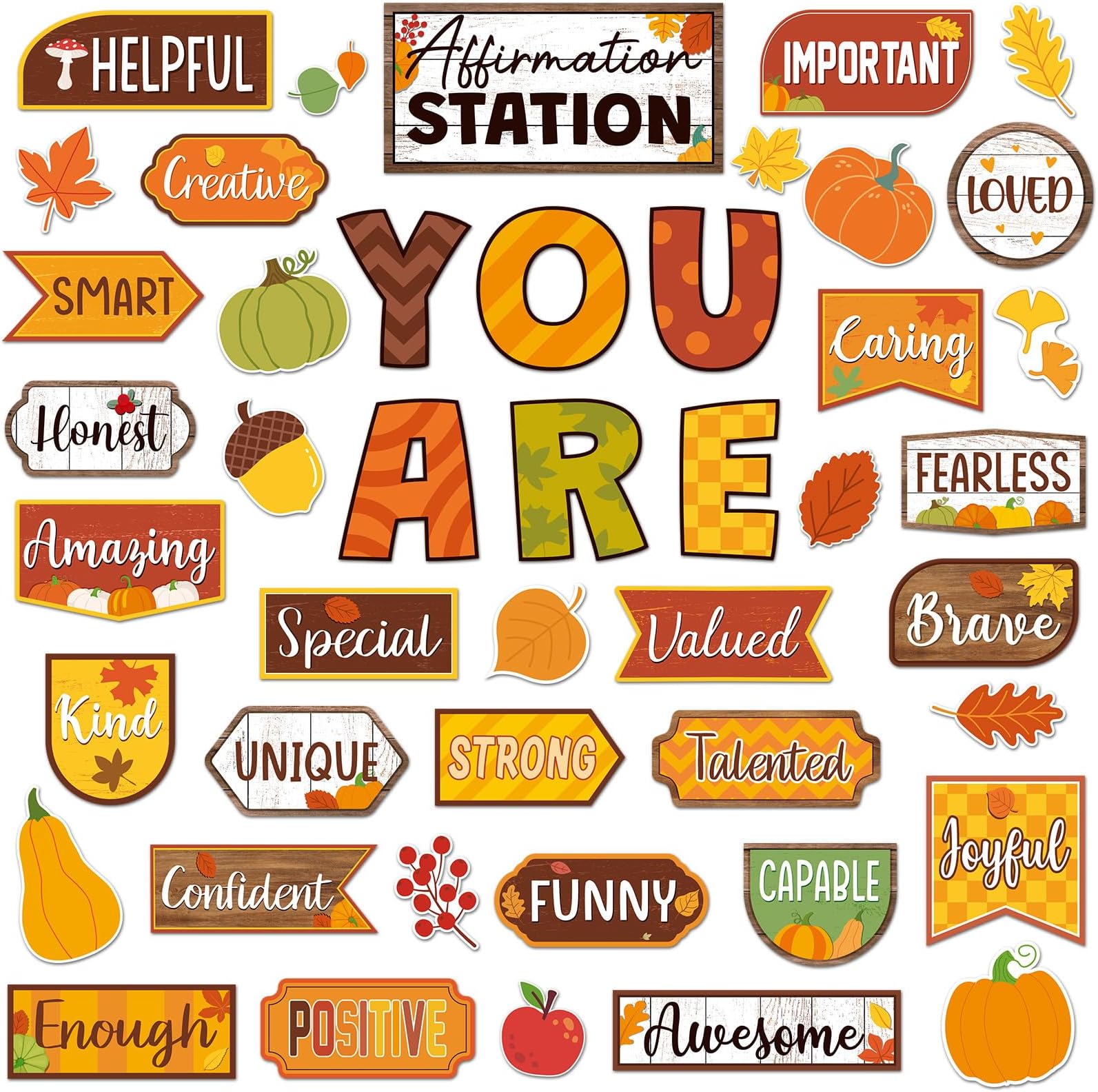 Amazon.com : Weekgrat 45 Pcs Autumn Affirmation Station Bulletin Board ...