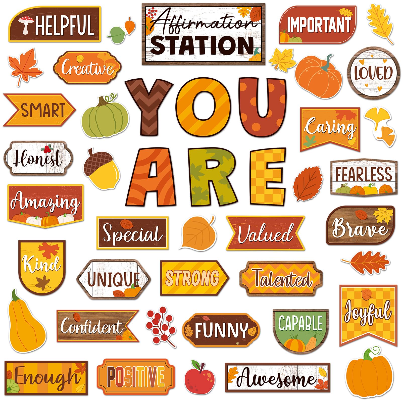 Amazon.com : Weekgrat 45 Pcs Autumn Affirmation Station Bulletin Board ...
