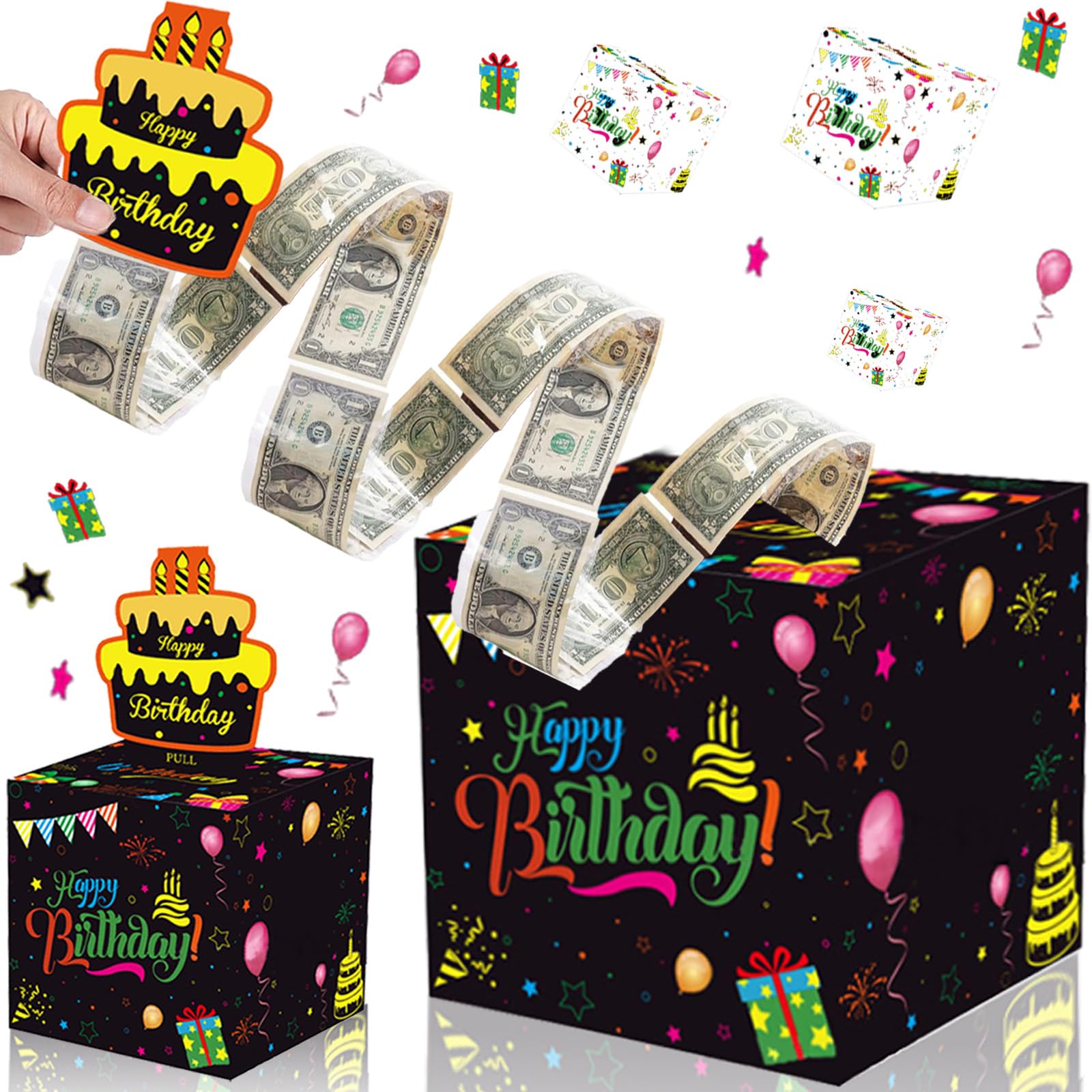Amazon.com: Birthday Money Box for Cash, Money Roll Gift Box for Cake ...