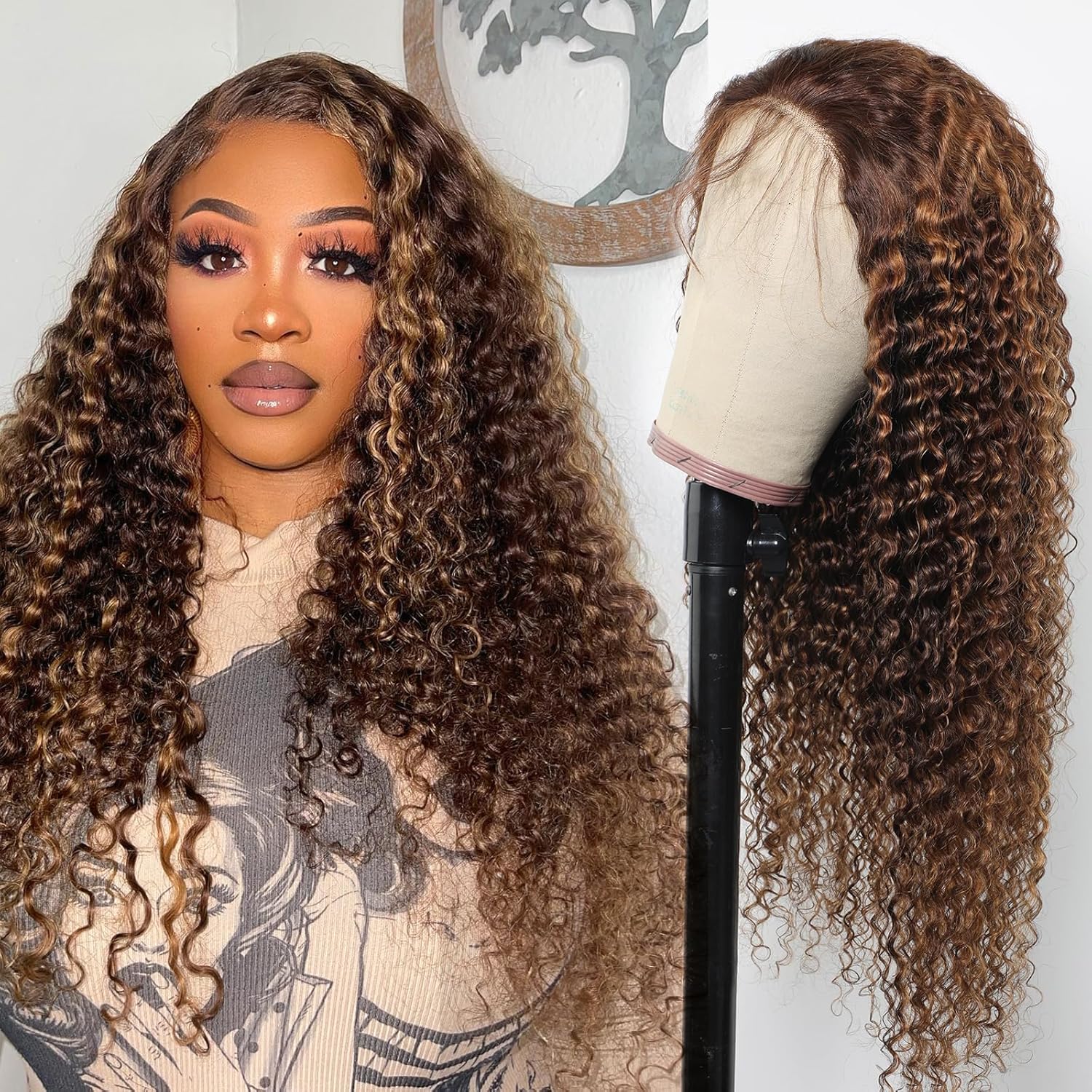 Wear and Go Glueless Wig Human Hair 24 inch Curly 5x5 Lace Closure Wig ...