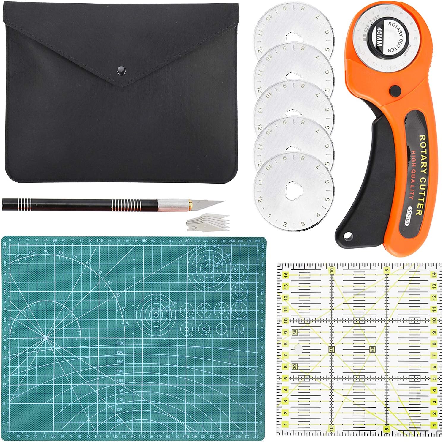Amazon.com: Toolly Rotary Cutter Kit, 45mm Rotary Cutter Tool Kit with ...