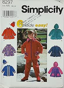 Amazon.com: Simplicity 8297 Toddlers' Jacket and Hat Size: 1/2-2 : Arts ...