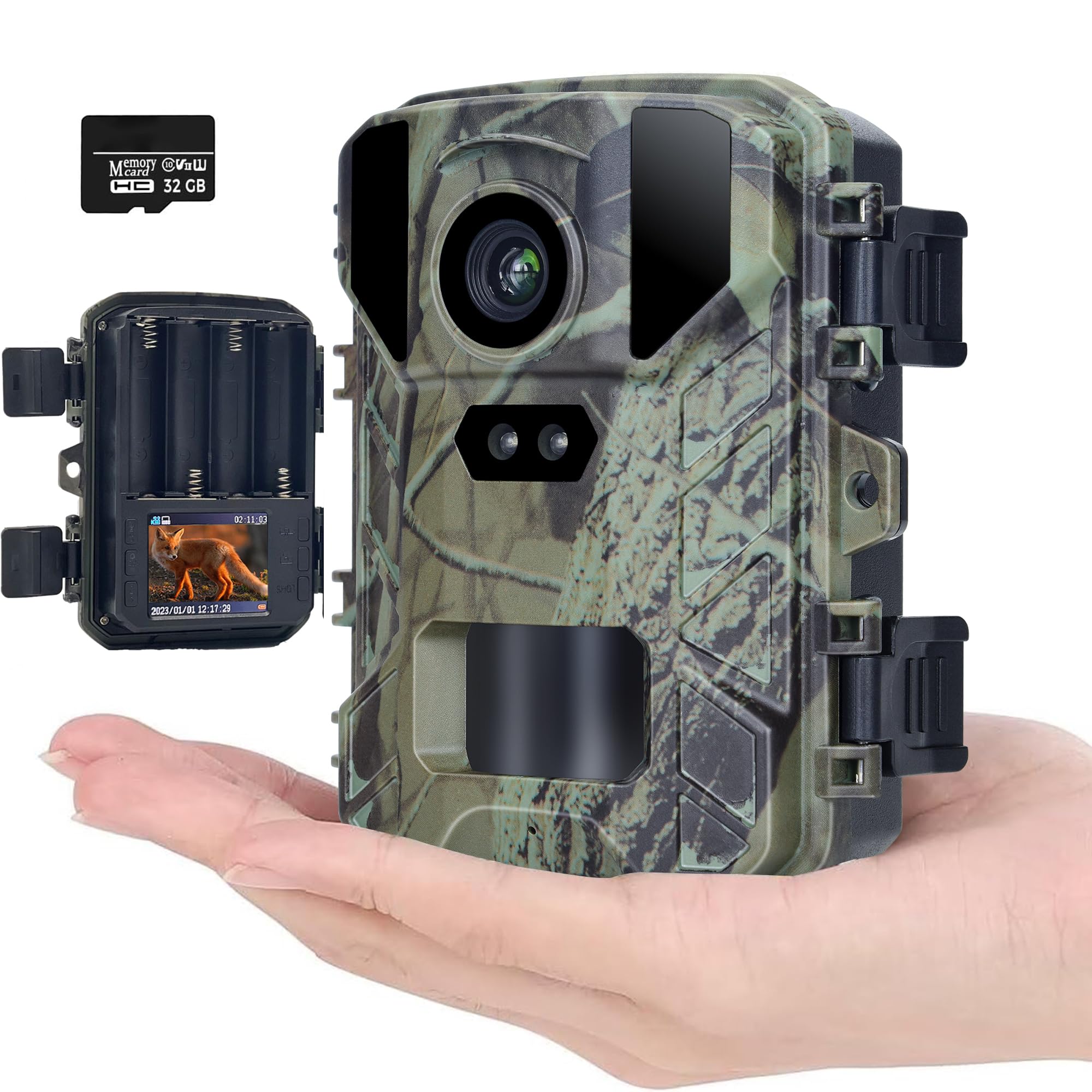CAMVILD Mini Trail Camera 24MP 1080P, Game Hunting Camera with Night ...