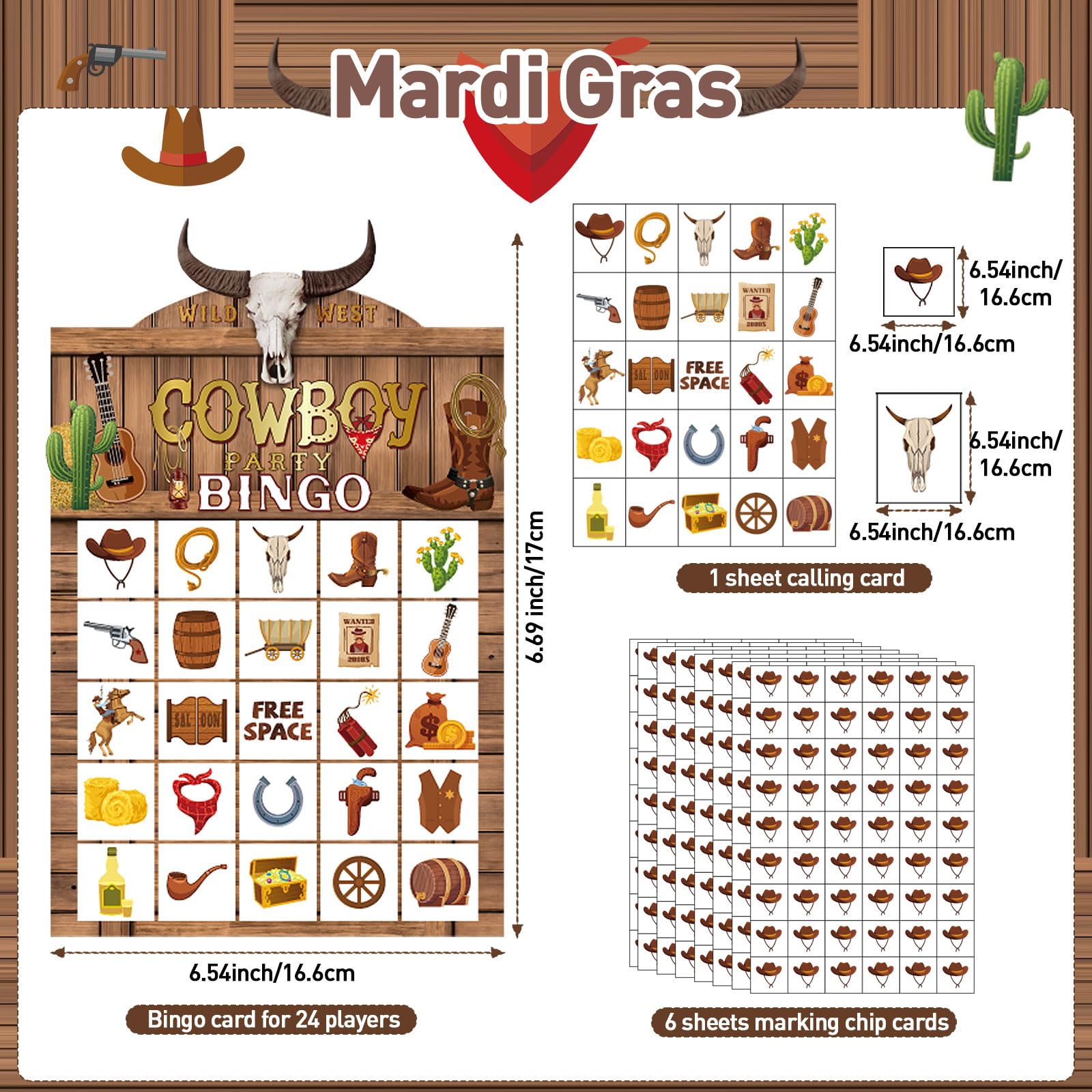 Snapklik.com : Cowboy Bingo Game Set Bingo Cards For 24 Players Wild ...
