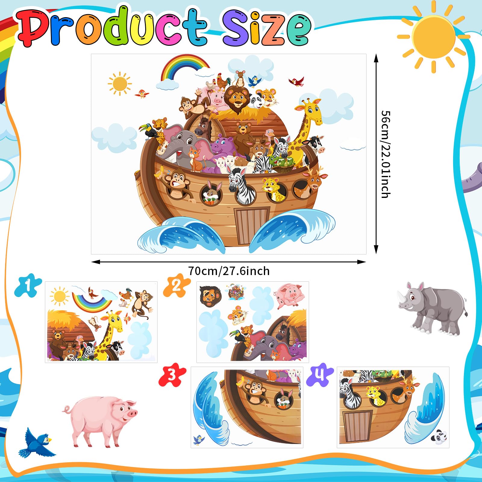Snapklik.com : AmazingSpark Noahs Ark Stickers Decals Decoration Noah ...