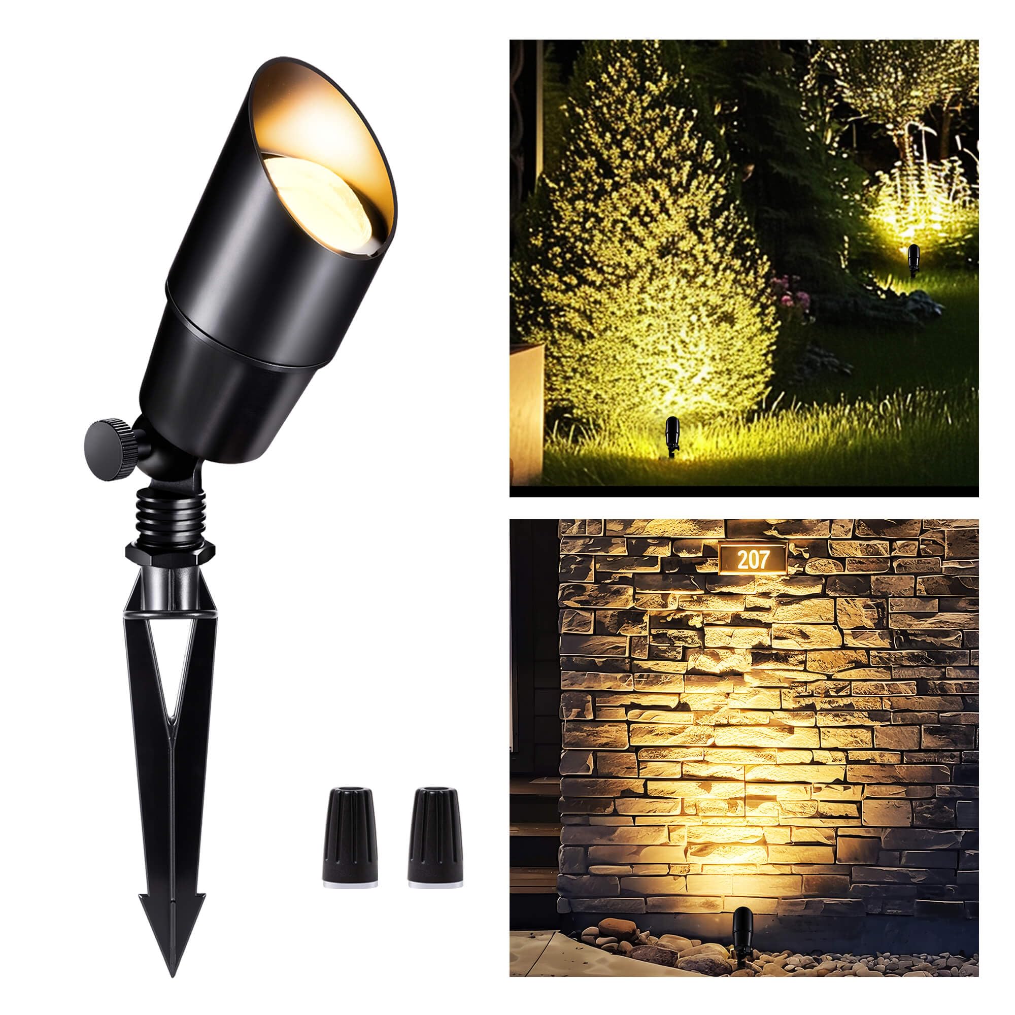 Varmtalys Low Voltage Spotlight, Black Outdoor LED Landscape Light, 12V ...