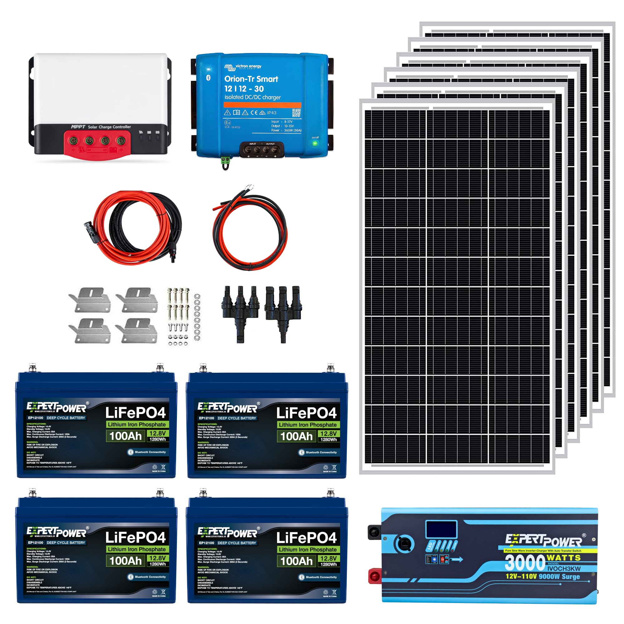 Amazon.com : ExpertPower 5KWH 12V Solar Power Kit | LiFePO4 12V 100Ah ...