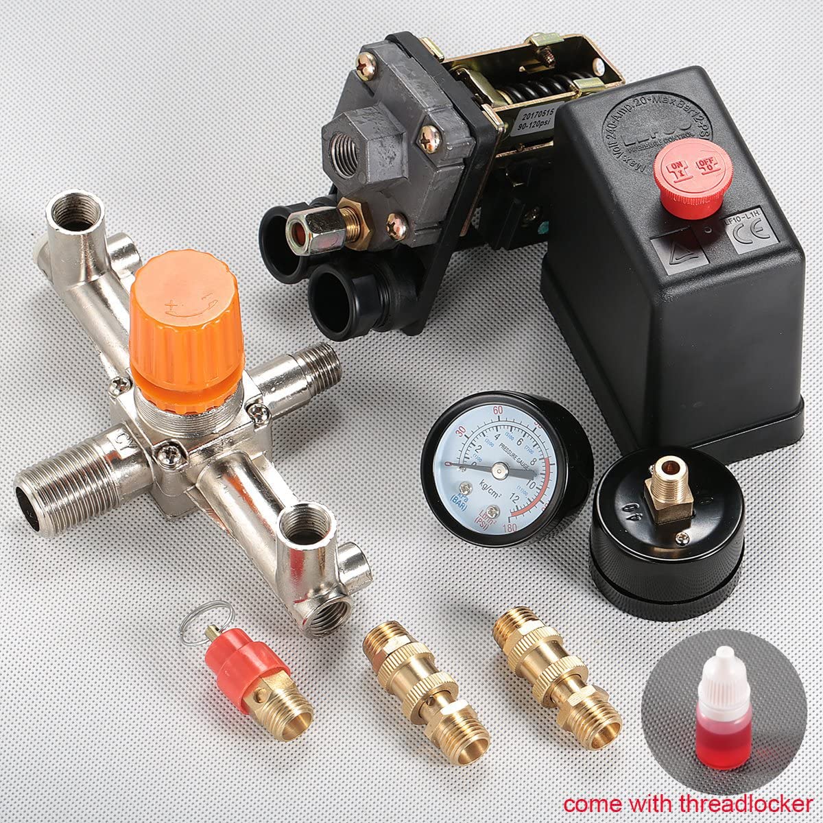 Snapklik.com : Secbolt Pressure Switch Manifold Regulator Gauges Air ...