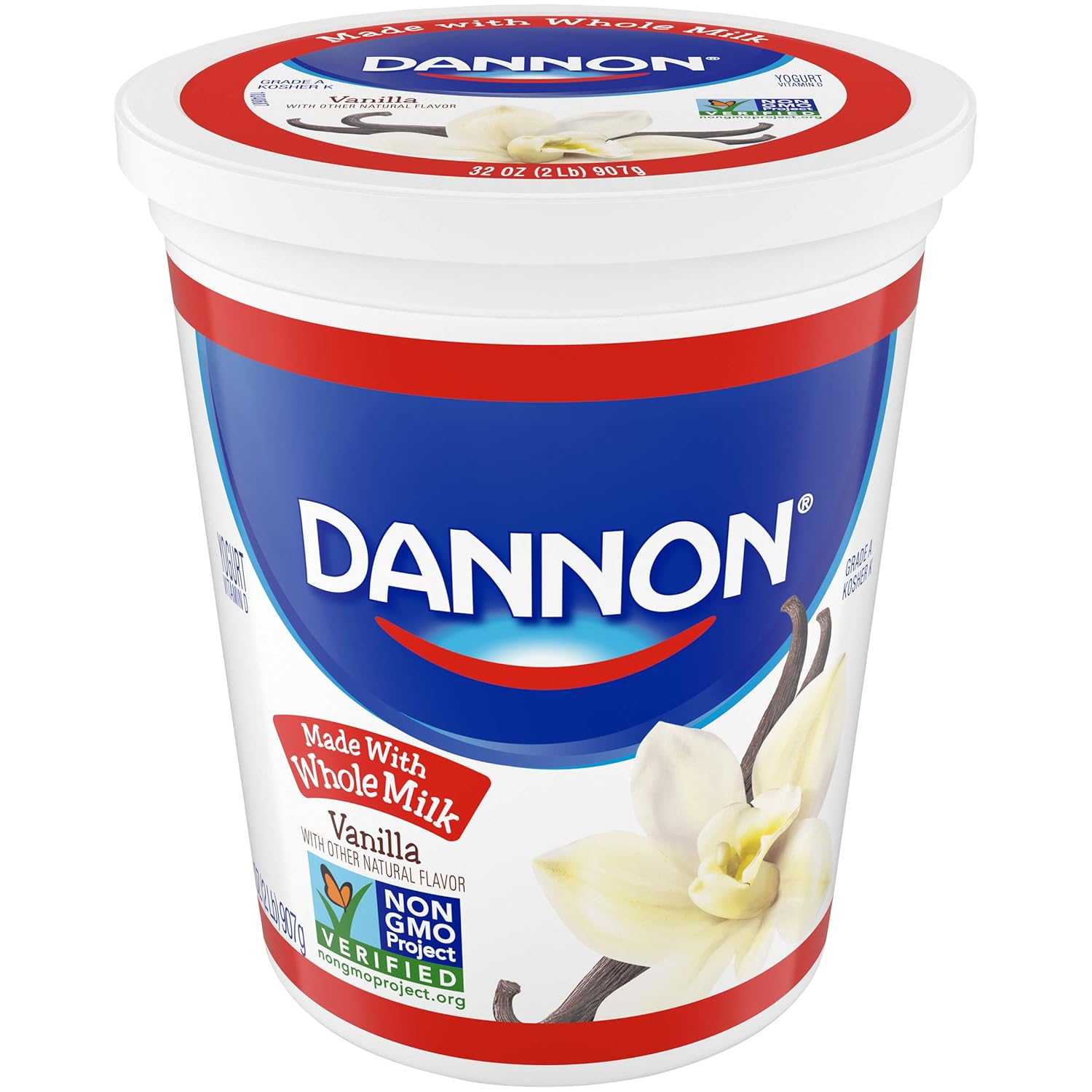 Amazon.com: Dannon Dannon All Natural Whole Milk Yogurt, Vanilla, 32 oz ...